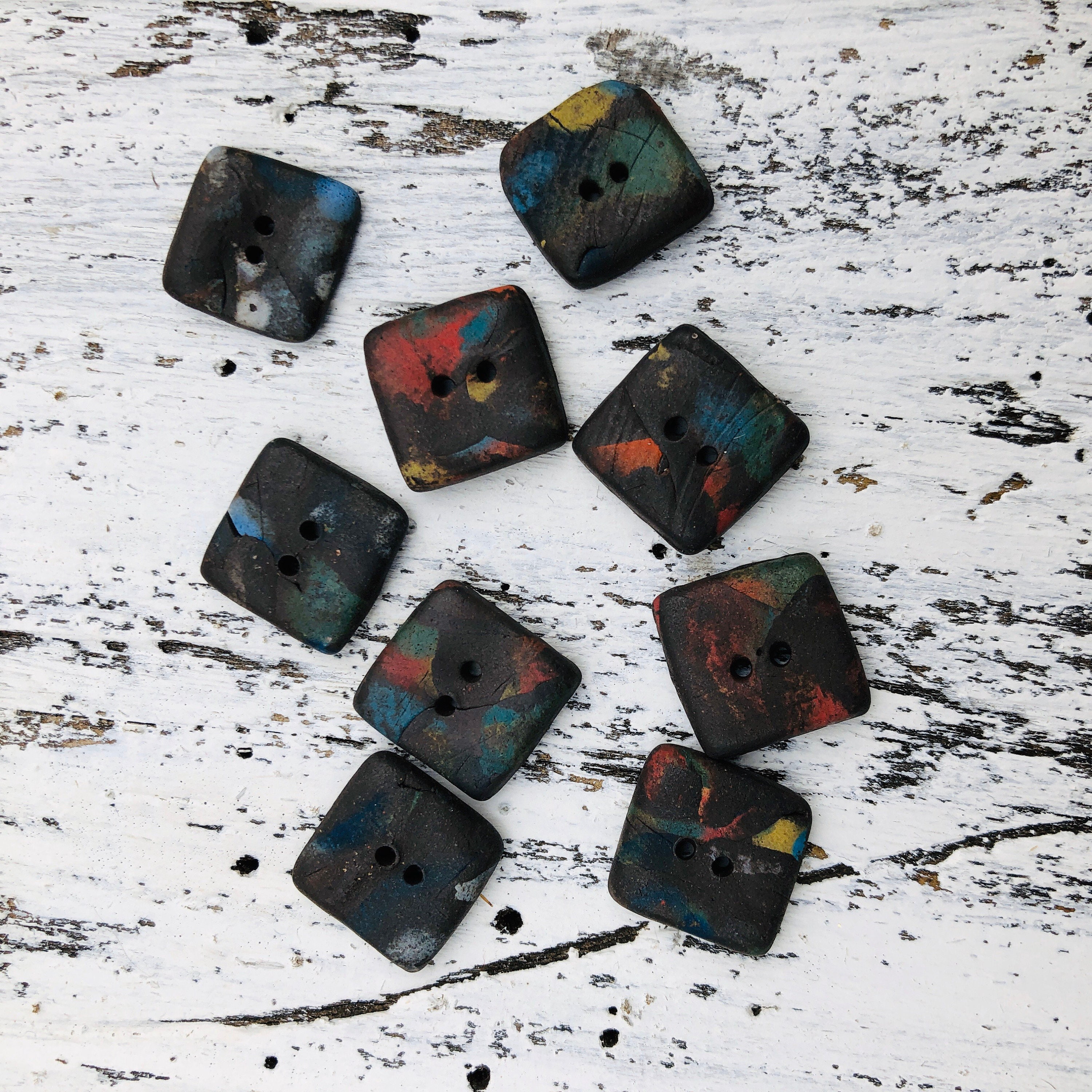 Artisan 8 Hand Painted Buttons - Ceramic Buttons-Artisan buttons-daisy ...