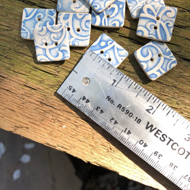 Wedge Square Artisan Porcelain Buttons-handmade Buttons-delft Buttons ...