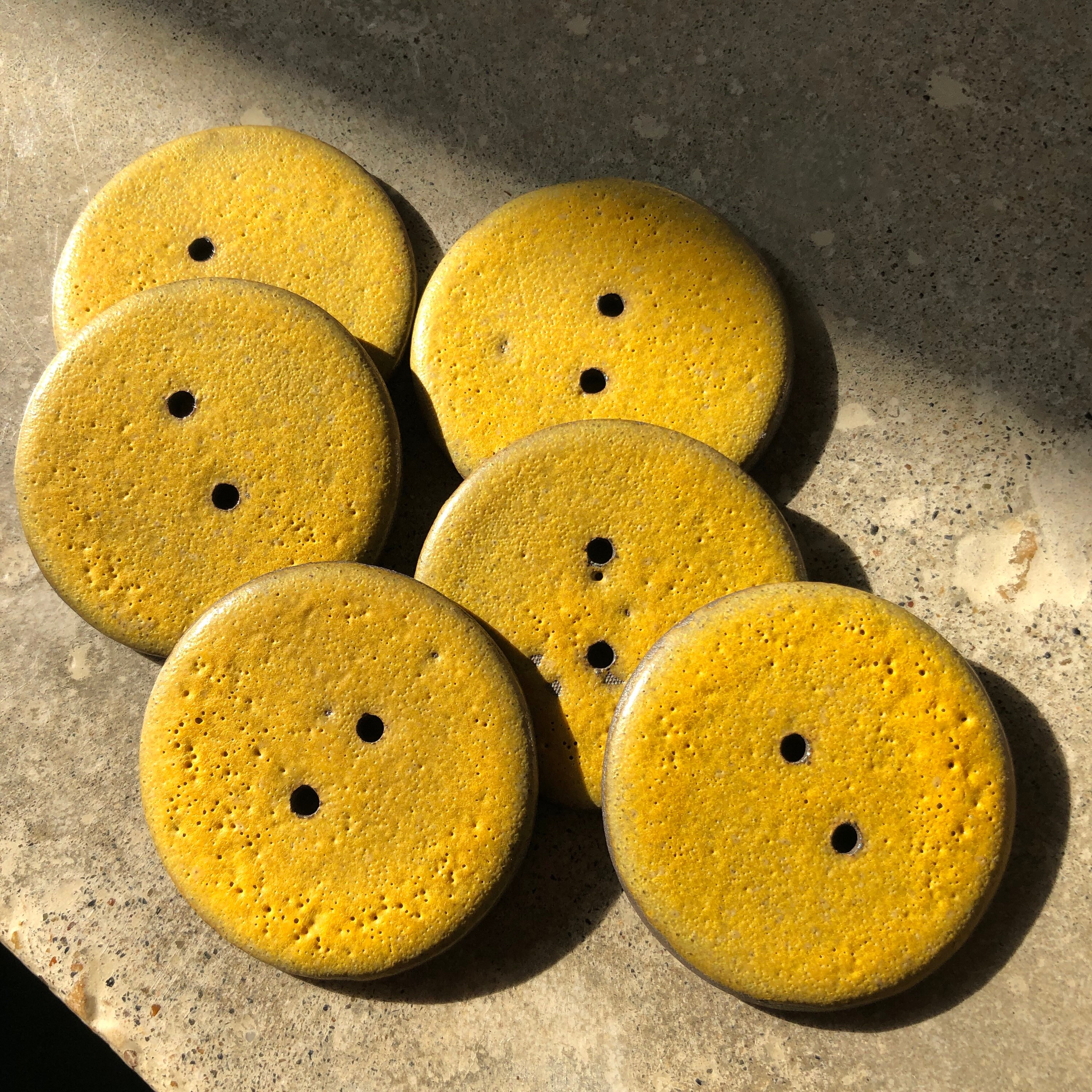 Vibrant Mustard Buttons-Ceramic button-Artisan button-handmade button ...