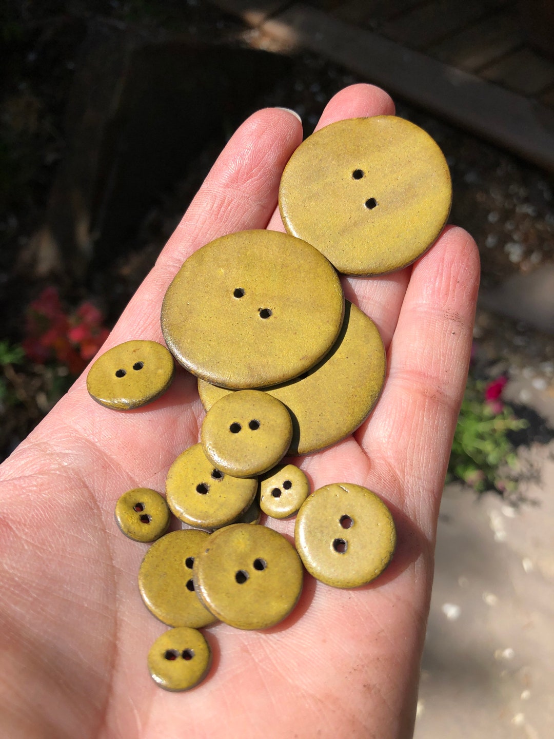 Mustard Pottery Buttons-artisan Buttons-handmade Buttons -statement ...