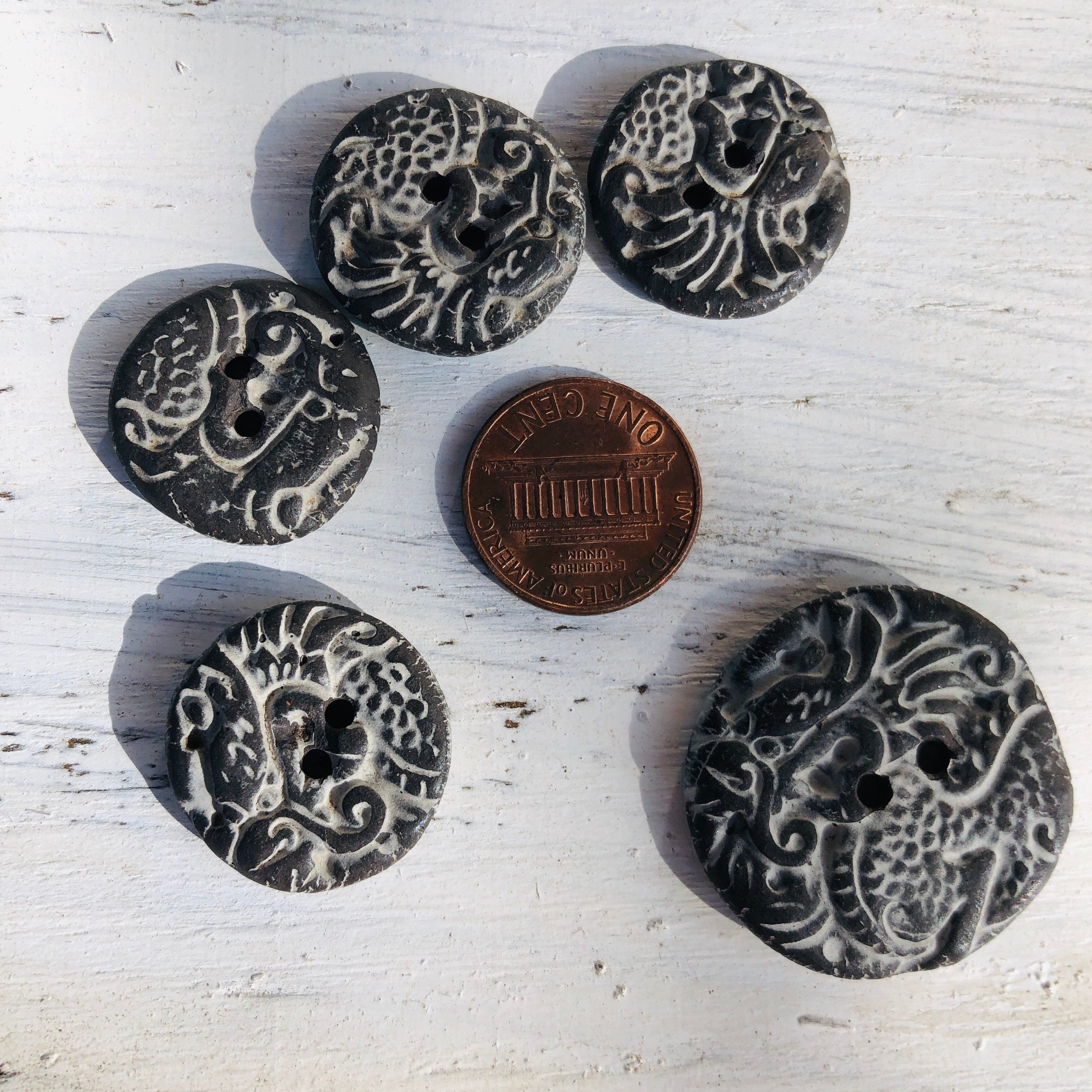 White Dragon Embossed Artisan Buttons-set of 5-Statement Buttons ...