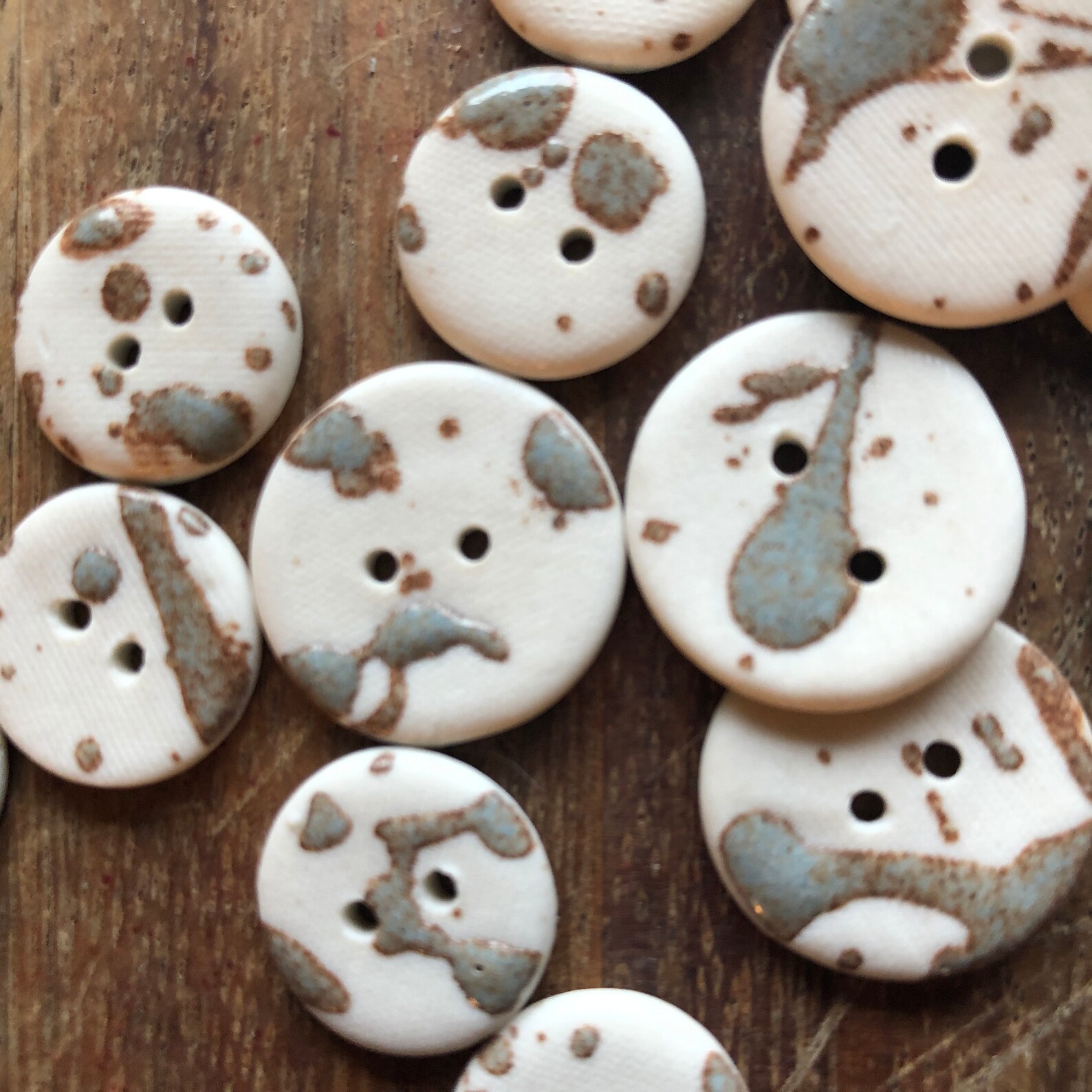 Blue Shino Porcelain Buttons-unique Buttons-japanese Button-artisan ...