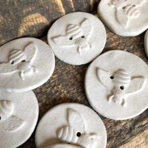 Ivory Bee Porcelain Artisan Buttons-ceramic Buttons-pottery Button-bee ...