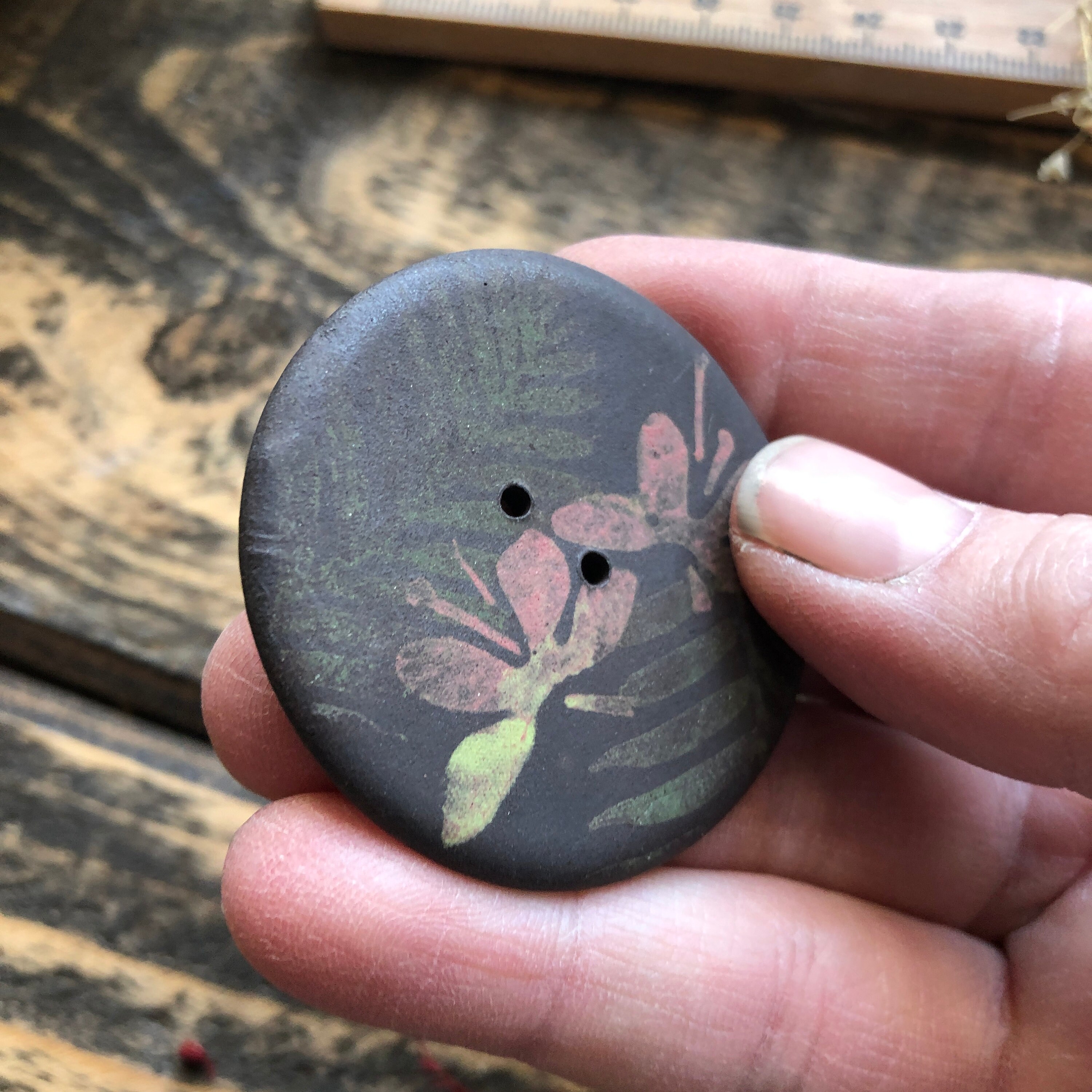 Shadow Garden Artisan Button-Hand painted button-ceramic button-art ...