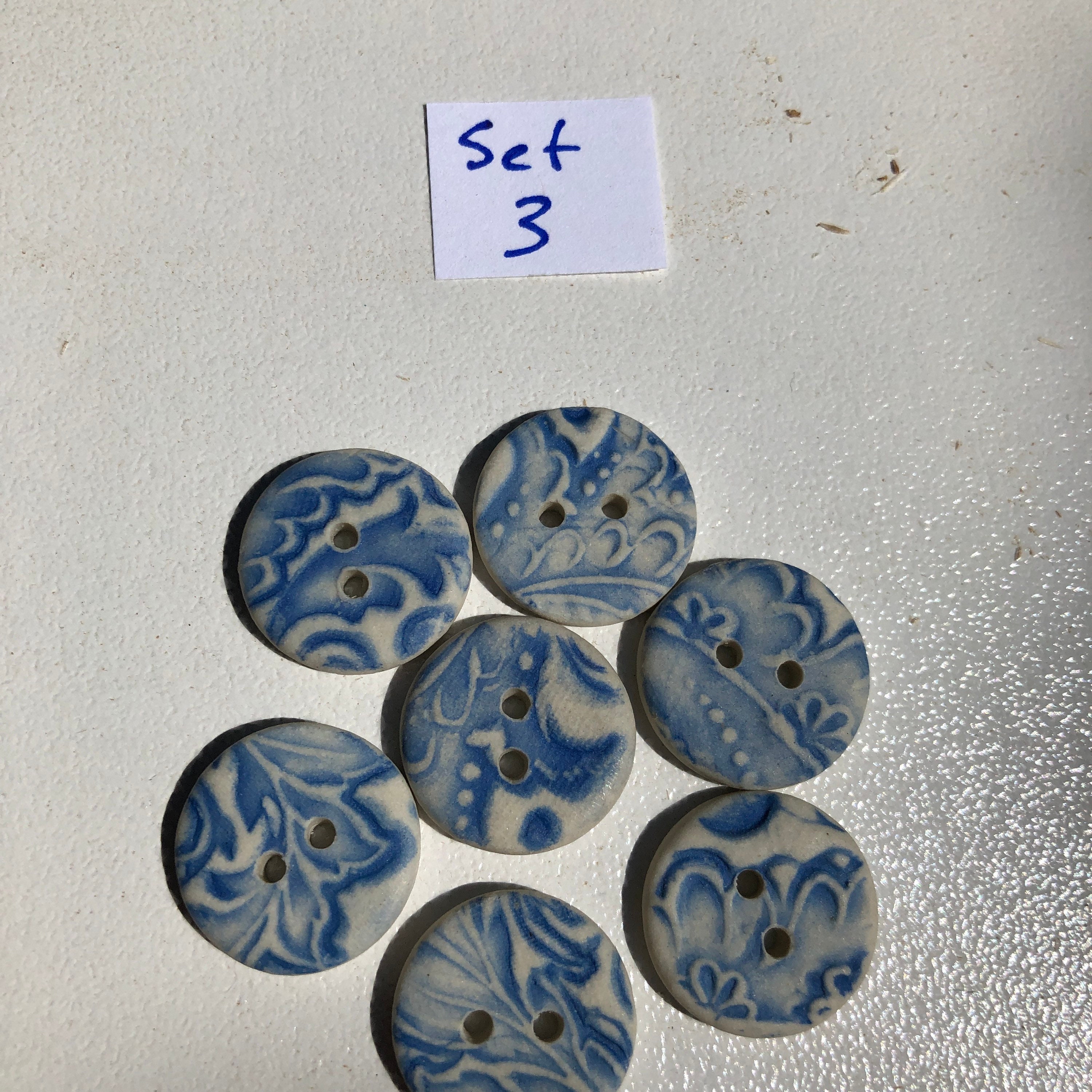 7 Delft Artisan Porcelain Buttons-sets of 7-two sizes-artisan buttons ...