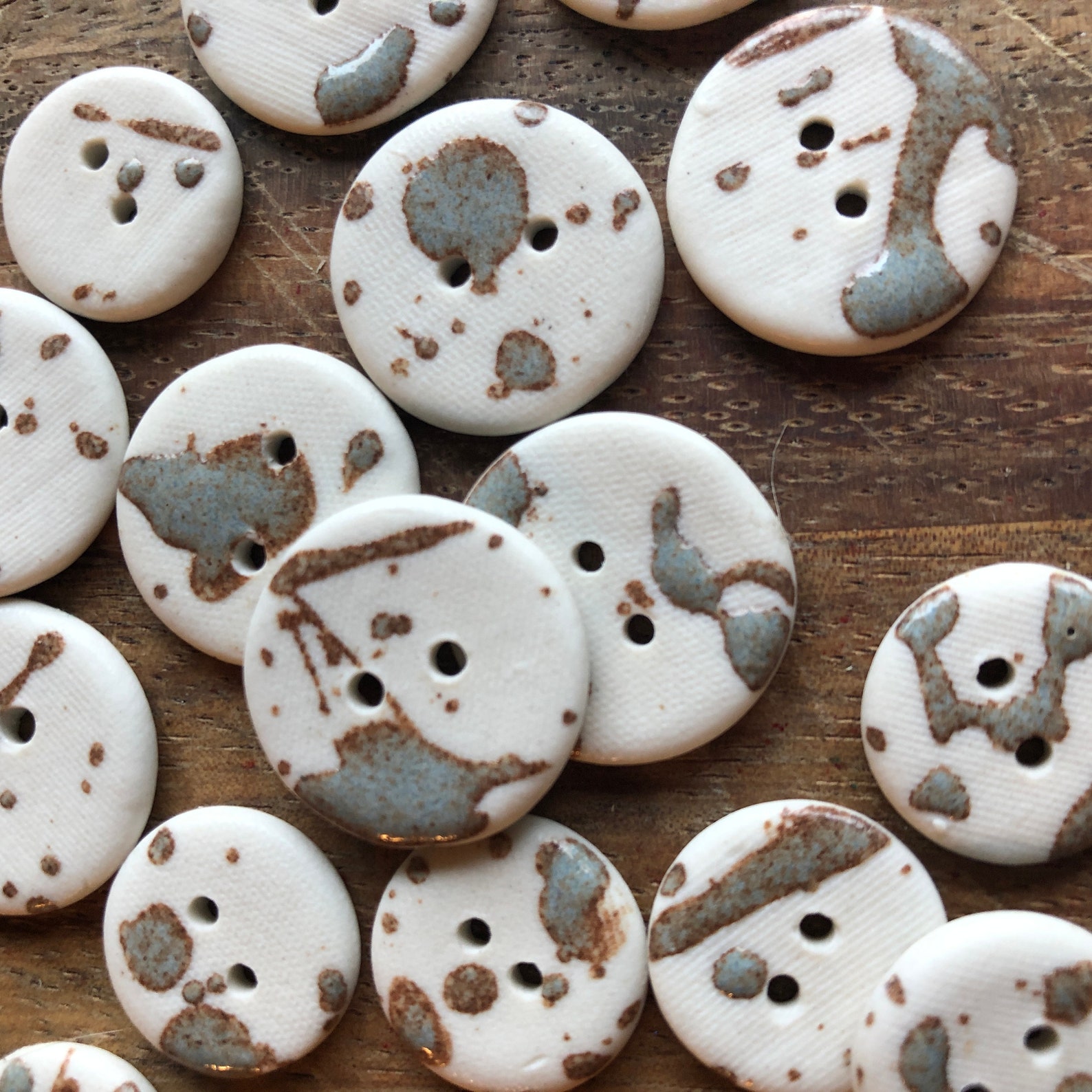 Blue Shino Porcelain Buttons-unique Buttons-japanese Button-artisan ...