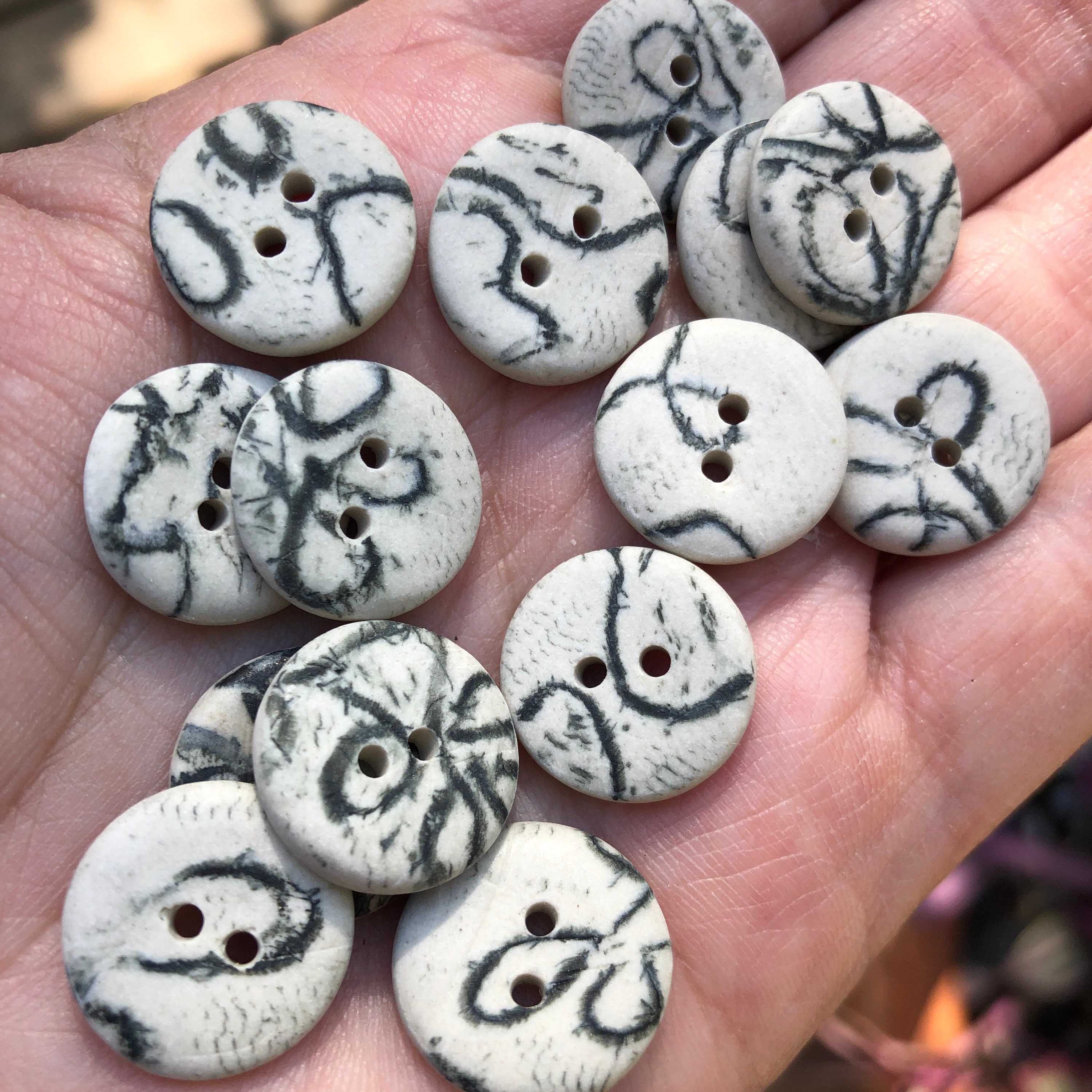 Set of 7 Dove Artisan Buttons-handpainted porcelain buttons-pottery ...