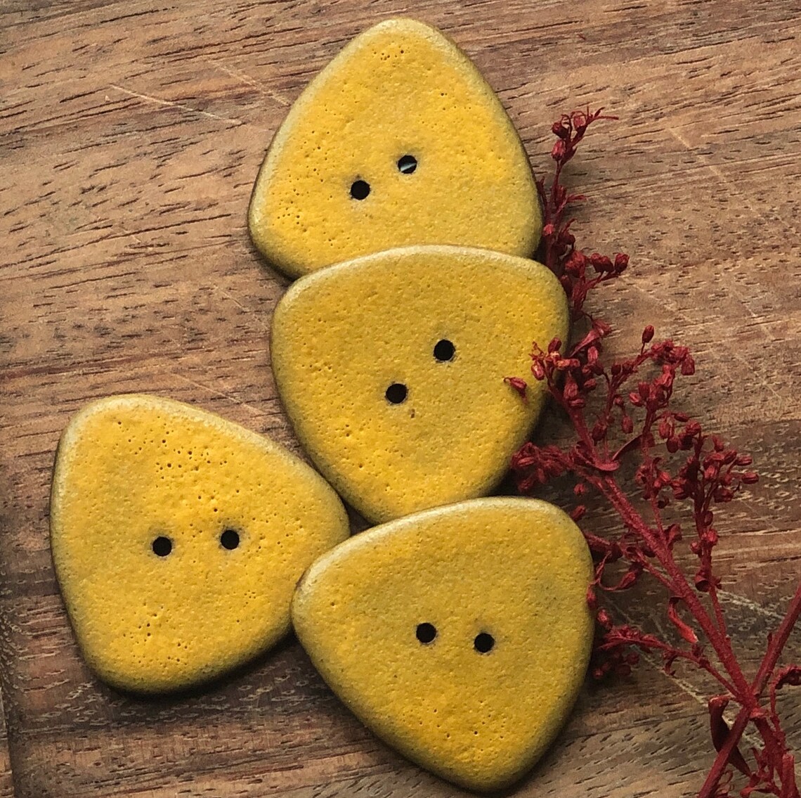 Vibrant Mustard Triangle Artisan Buttons-Artisan | Etsy