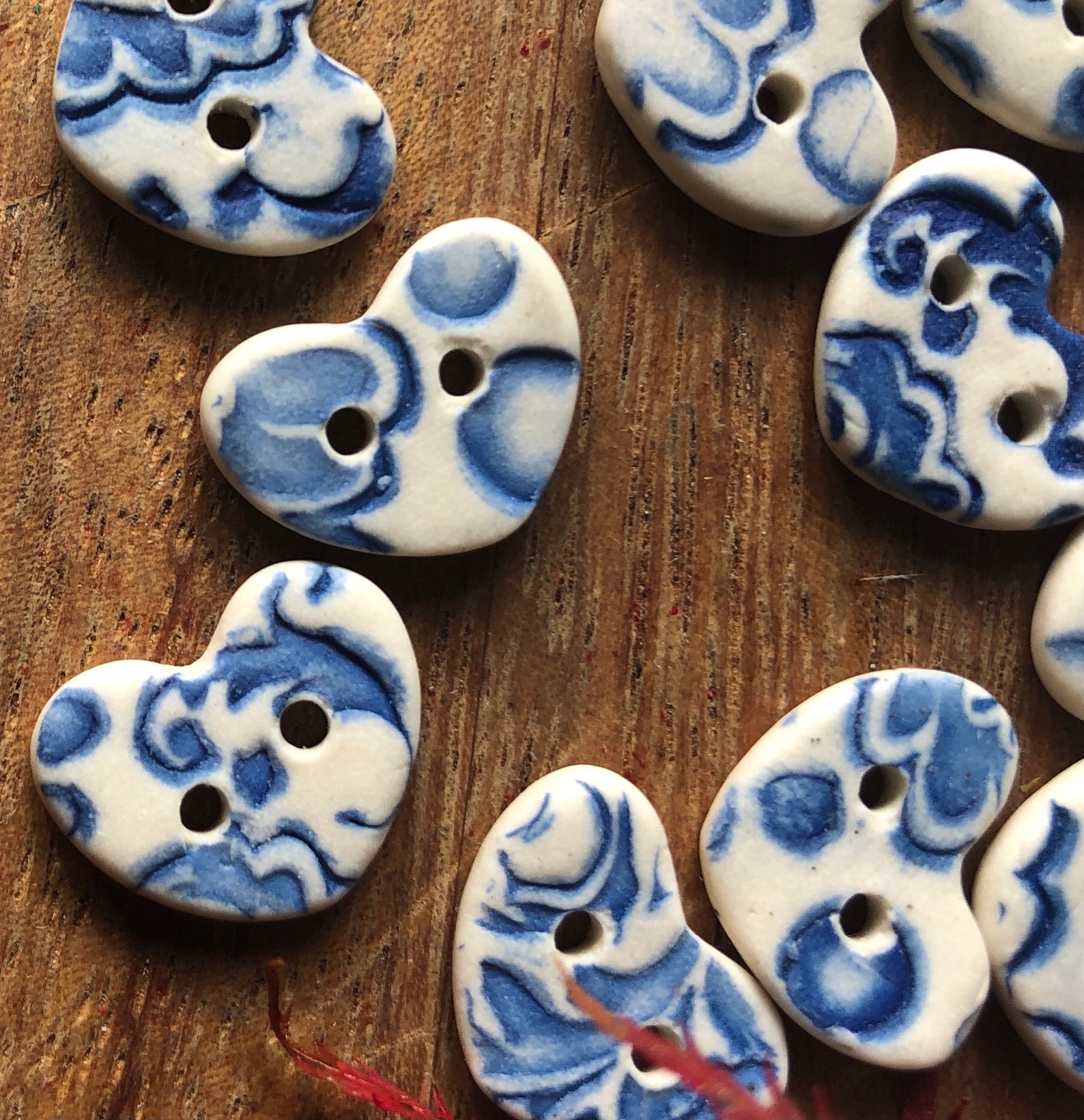 Blue Delft Heart Porcelain Buttons-artisan Handmade Buttons - Etsy