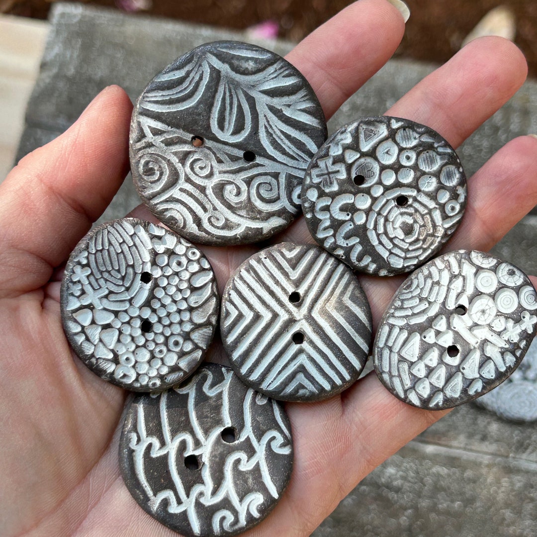 Pica Black Clay and White Pottery Buttons-statement Button-feature ...
