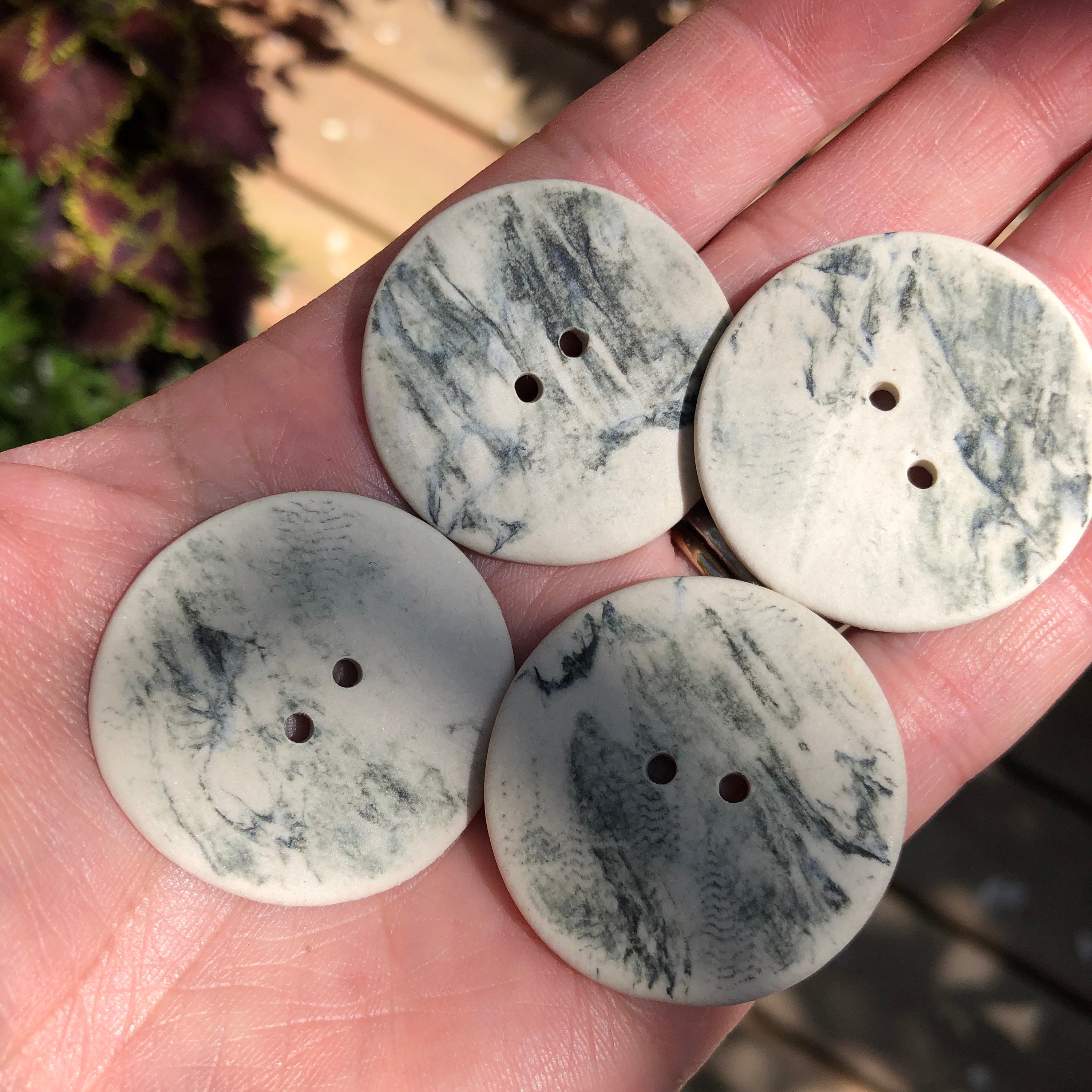 4 Smoke Porcelain Buttons-set of 4-Artisan buttons-handpainted buttons ...