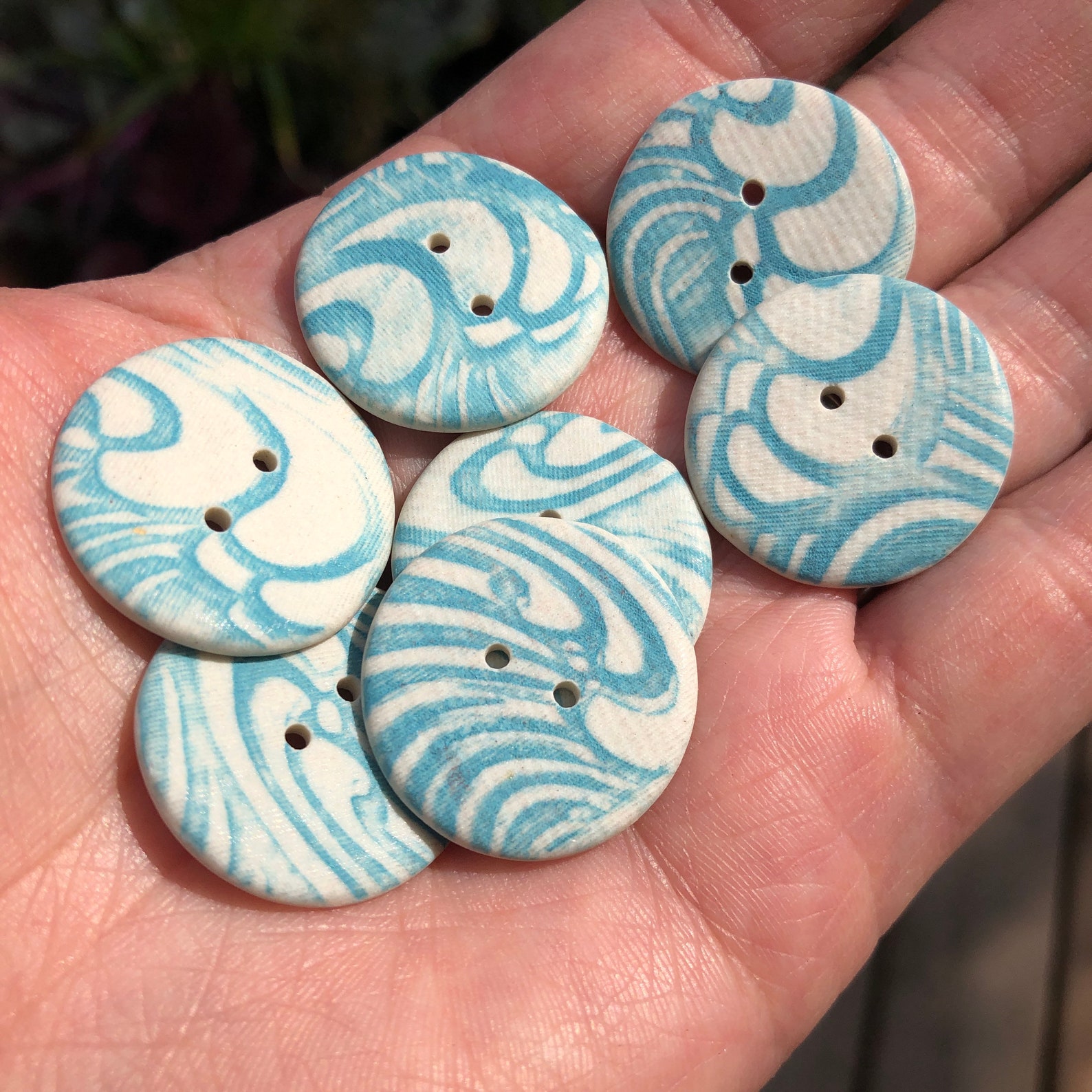 Surf Porcelain Buttons-artisan Buttons-turquoise Buttons-hand - Etsy