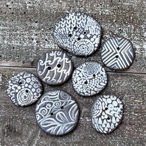 Pica Black Clay and White Pottery Buttons-statement Button-feature ...