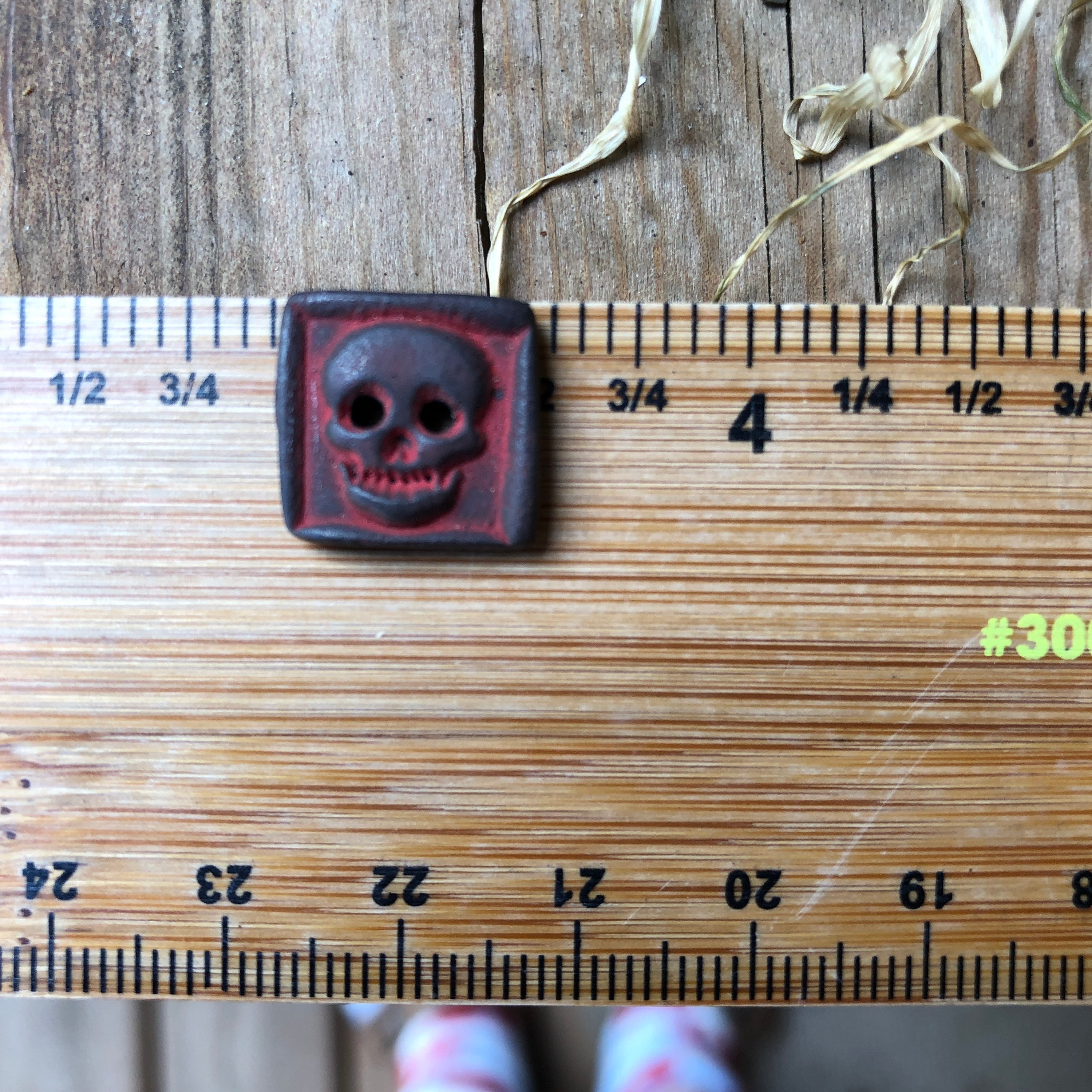 Set of 6 Red Skull Buttons-HandcraftedHandmade button-Pottery Button ...