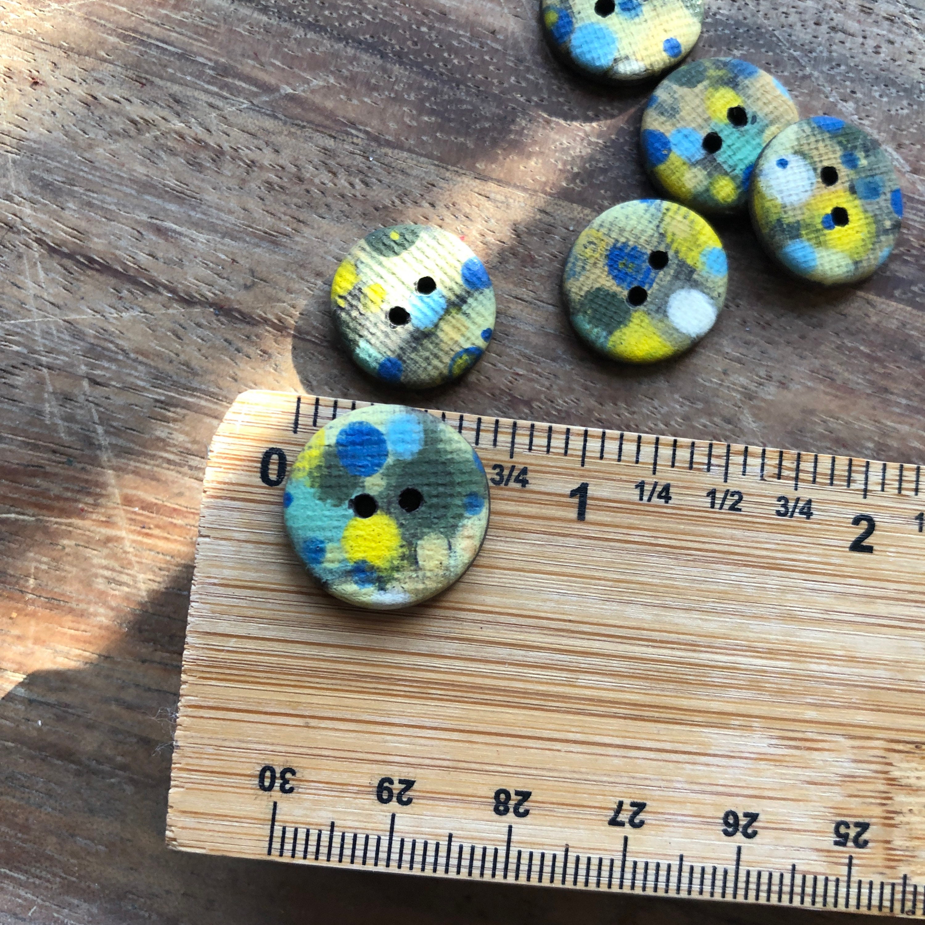 6 Sunshine in the Garden Handpainted Buttons-handmade buttons-yellow ...
