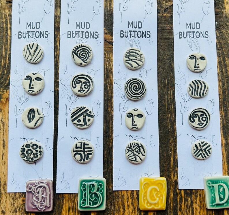 Artisan Hand Made Buttons-porcelain Buttons Button-funky Button-white ...
