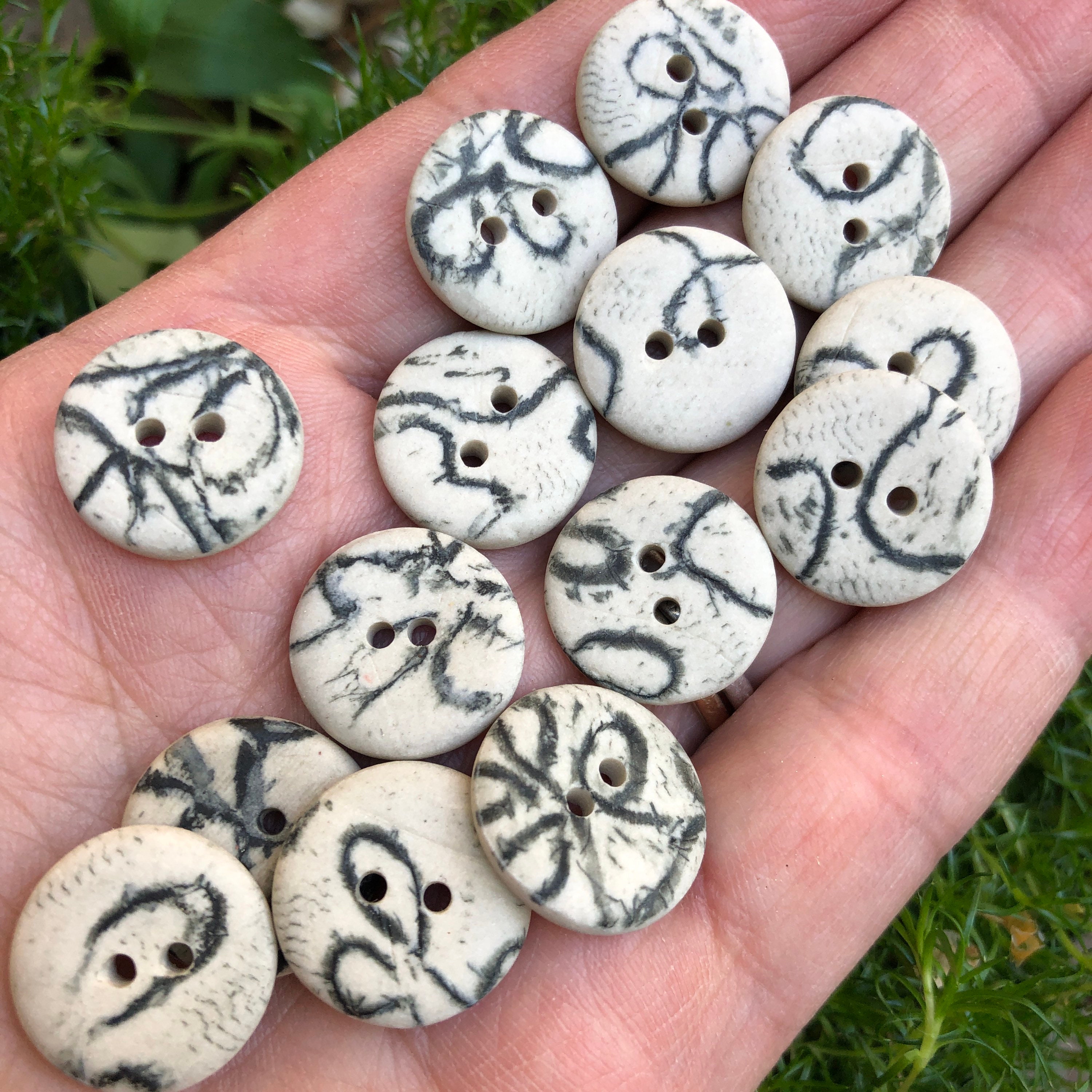 Set of 7 Dove Artisan Buttons-handpainted porcelain buttons-pottery ...