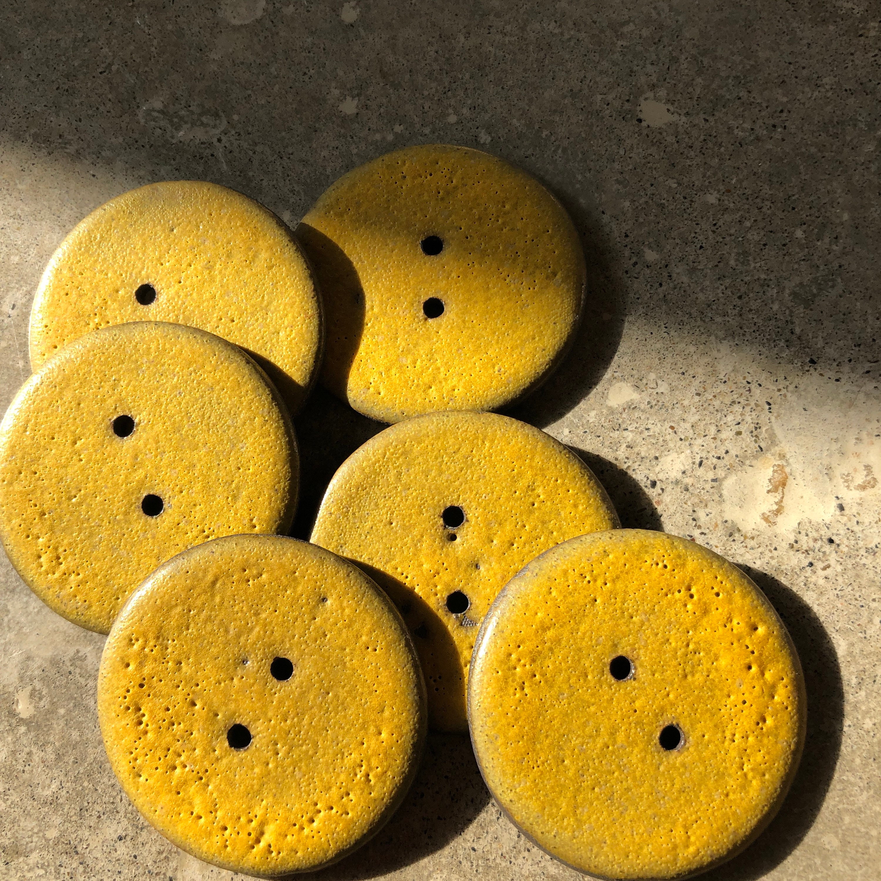 Vibrant Mustard Buttons-Ceramic button-Artisan button-handmade button ...