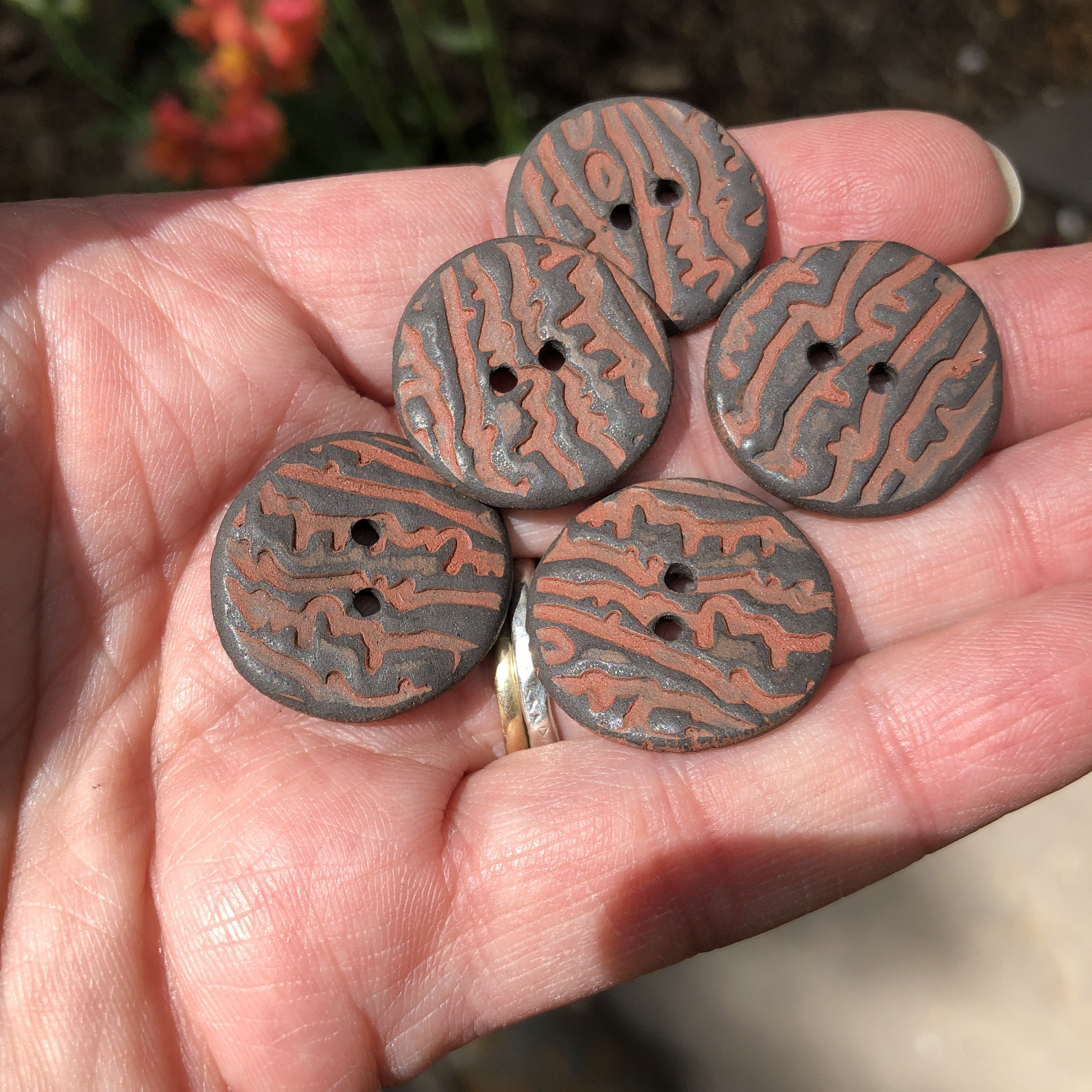 5 Twig Rust Artisan Buttons-handmade buttons-pottery buttons-knitting ...