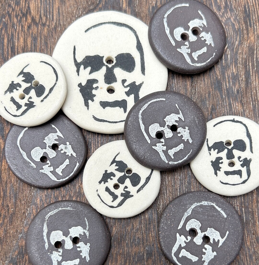 Skull Buttons-artisan Buttons-pottery Skull Notions-skull Gift ...