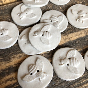 Ivory Bee Porcelain Artisan Buttons-ceramic Buttons-pottery Button-bee ...