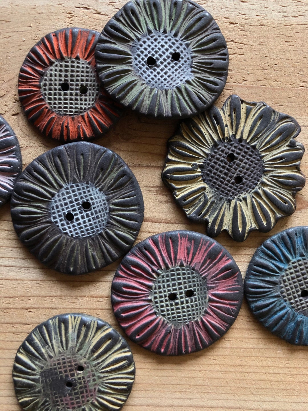 Rustic Daisy Buttons-artisan Buttons- - Etsy