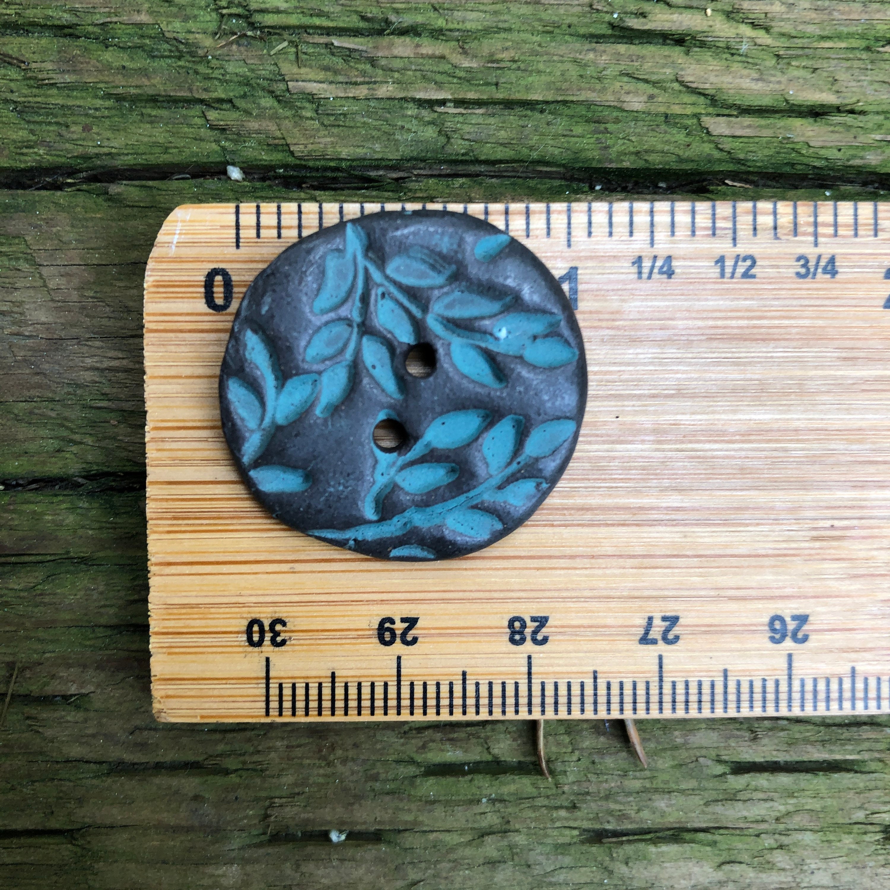 3 Vine Turquoise Buttons-Rustic Buttons-Hand painted button-Handmade ...