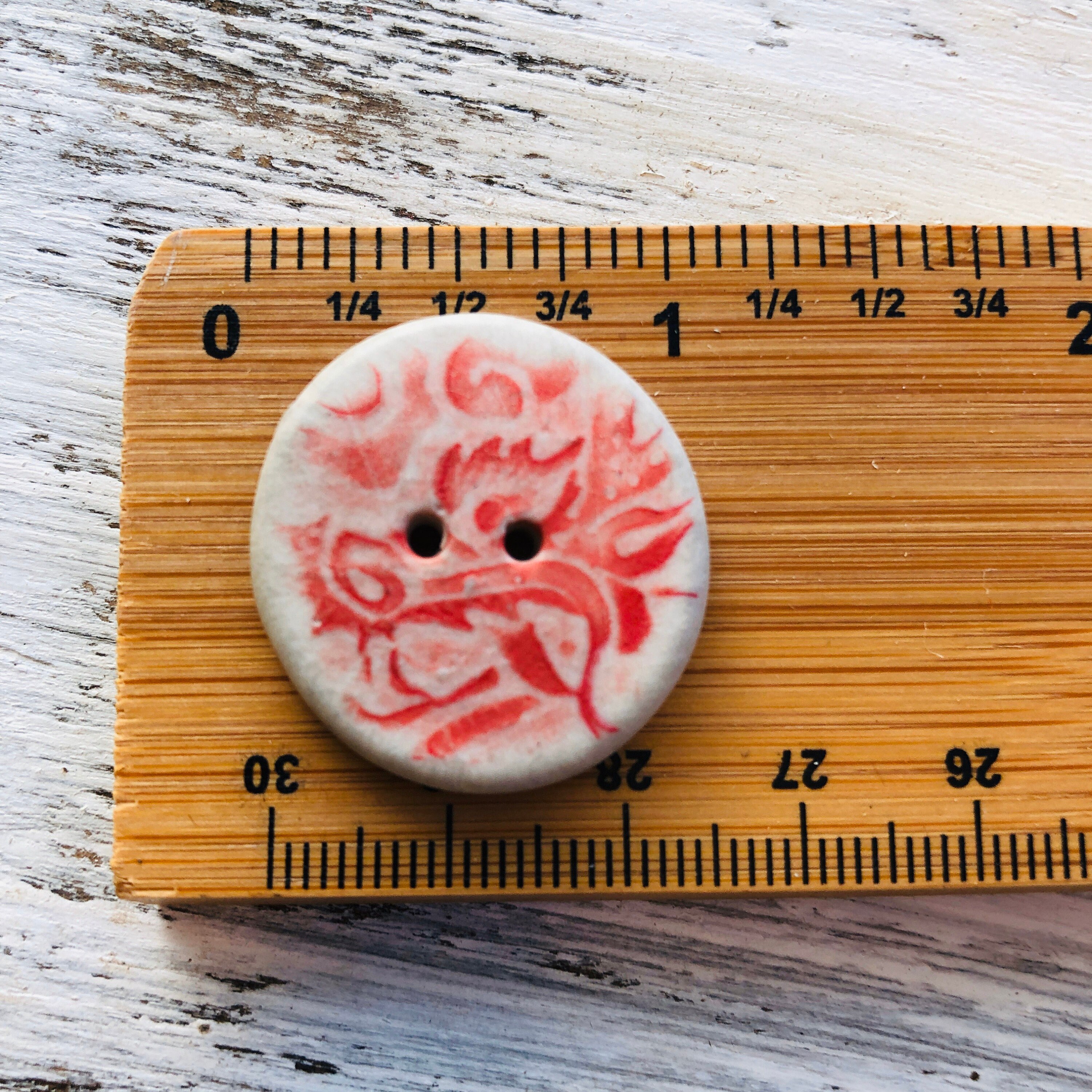 Red Dragon 5 Artisan Porcelain buttons-handmade buttons-dragon button ...