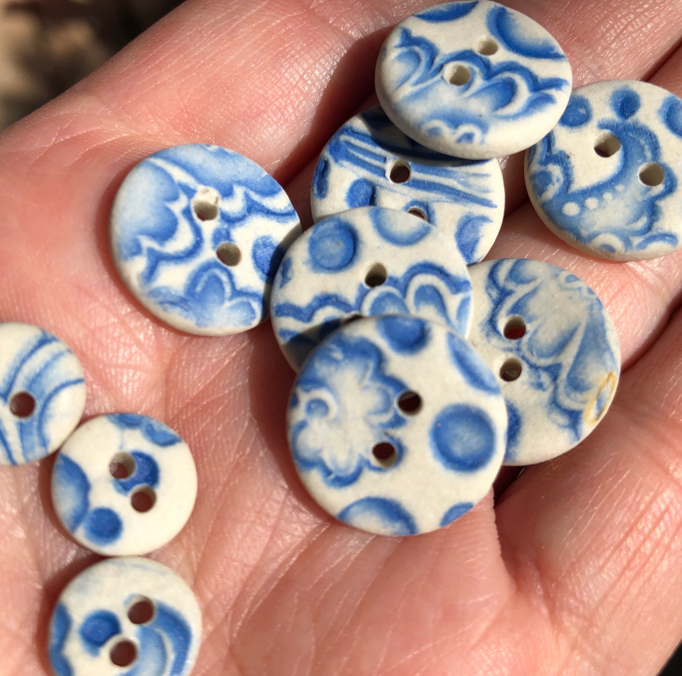 7 Delft Artisan Porcelain Buttons-sets of 7-two sizes-artisan buttons ...