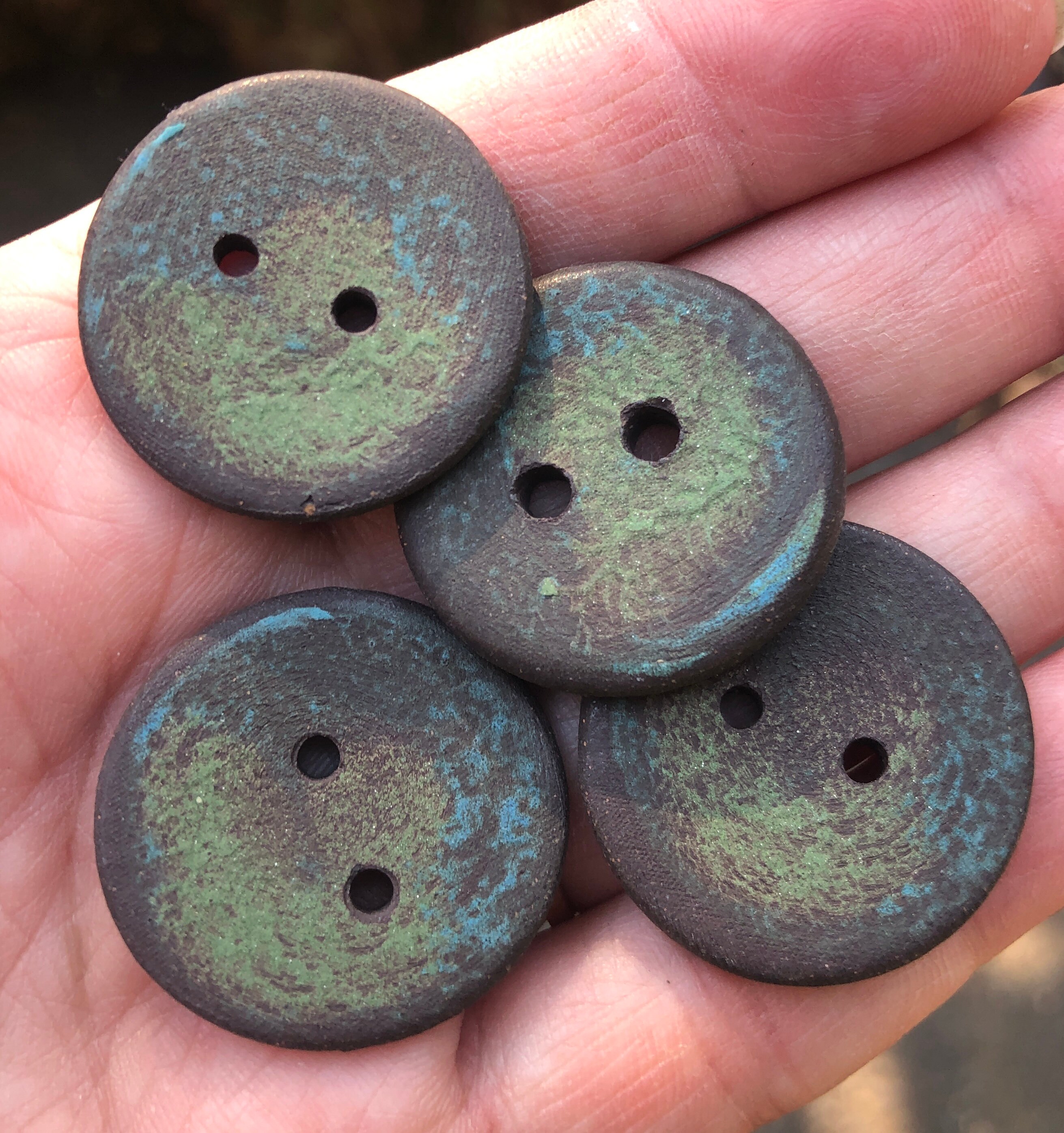 Set of 4 Forest Green Artisan Buttons-Ceramic Buttons-Artisan buttons ...