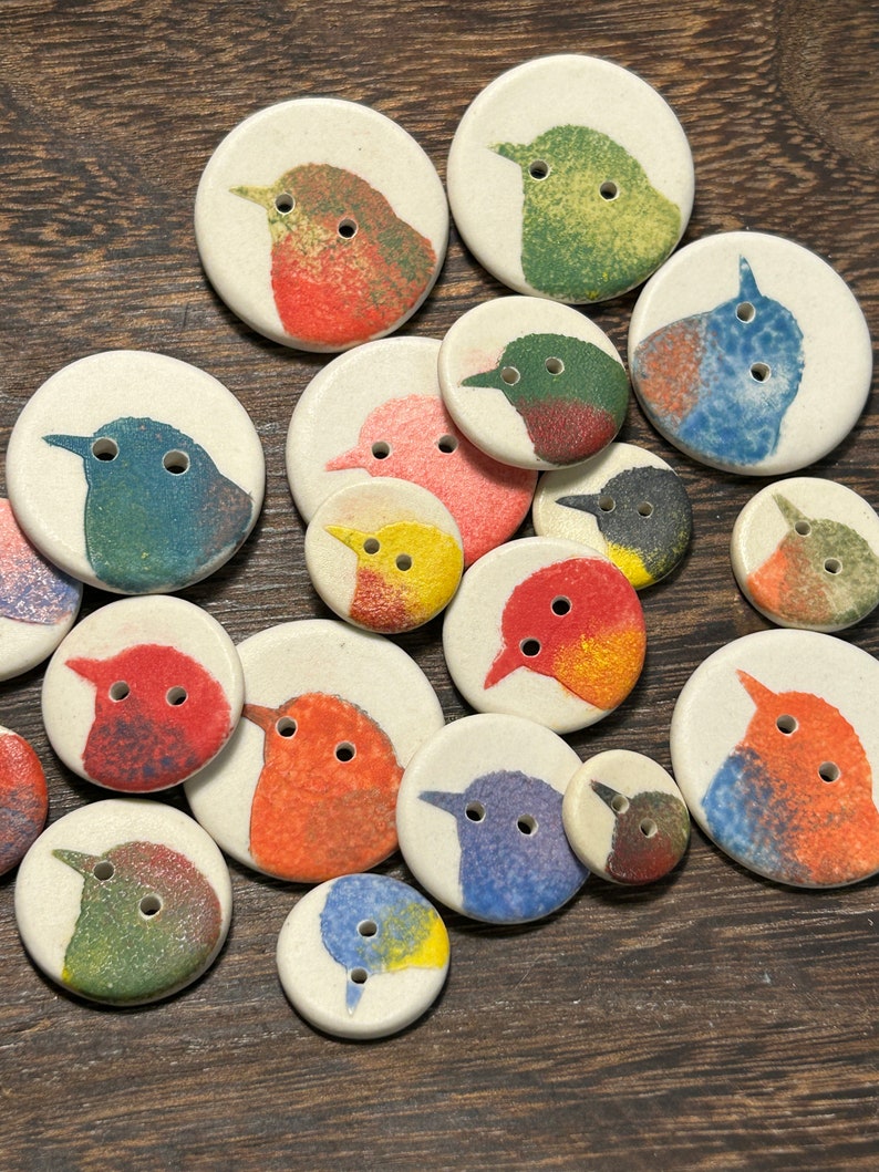 Birdie Custom Colour Pottery Buttons Artisan Button-unique Button-clay ...