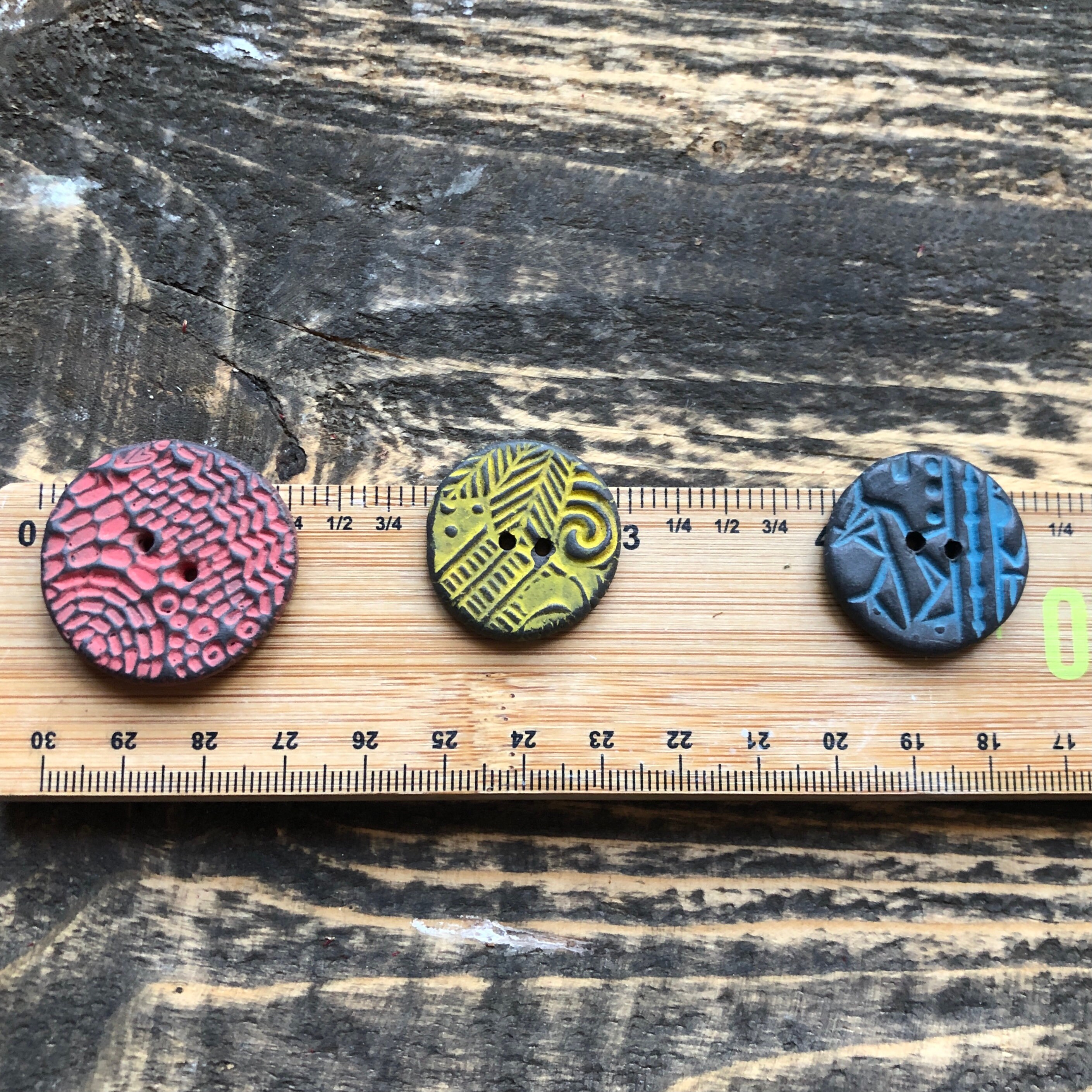 Rustic Artisan Buttons-set of 3-Colourful buttons-Handmade buttons ...