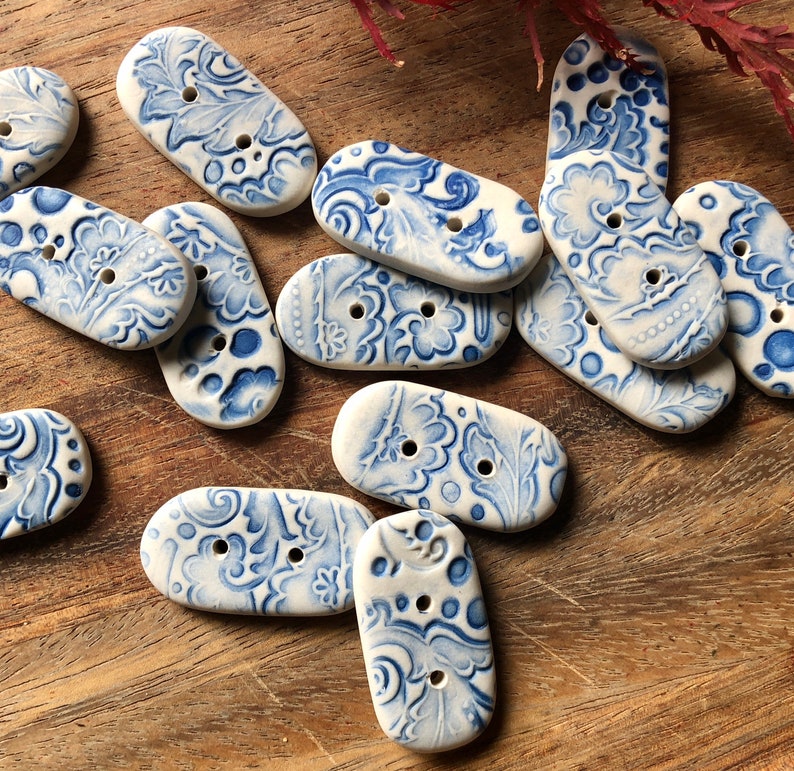 Delft Toggle Buttons-delft Buttons-blue Toggle Button-toggle Coat ...