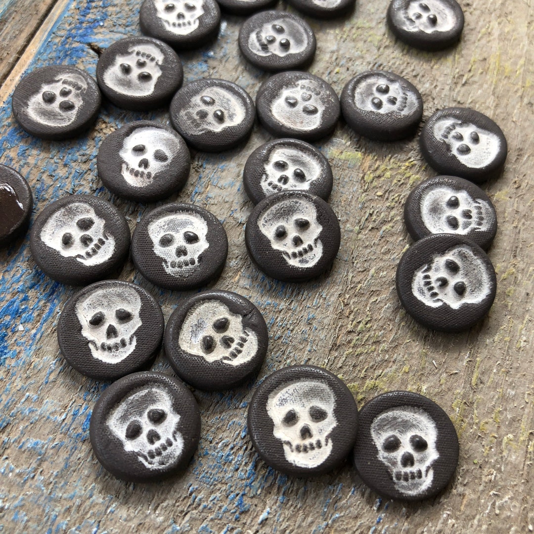 Black Skull Buttons-with Shank-artisan Buttons-buttons-ceramic Buttons ...