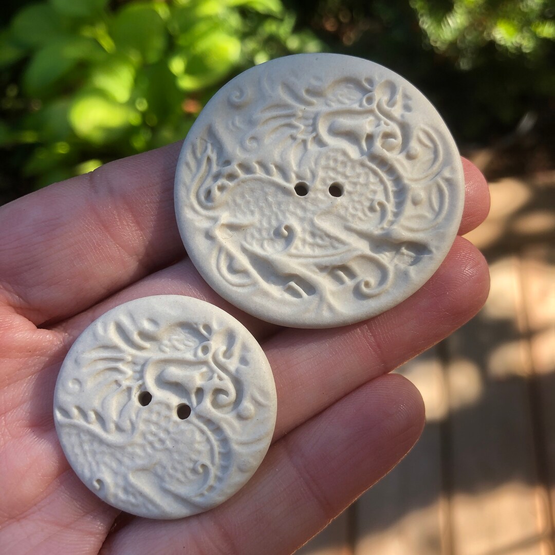 Ivory Porcelain Dragon Button-artisan Button-ceramic Button-handmade ...