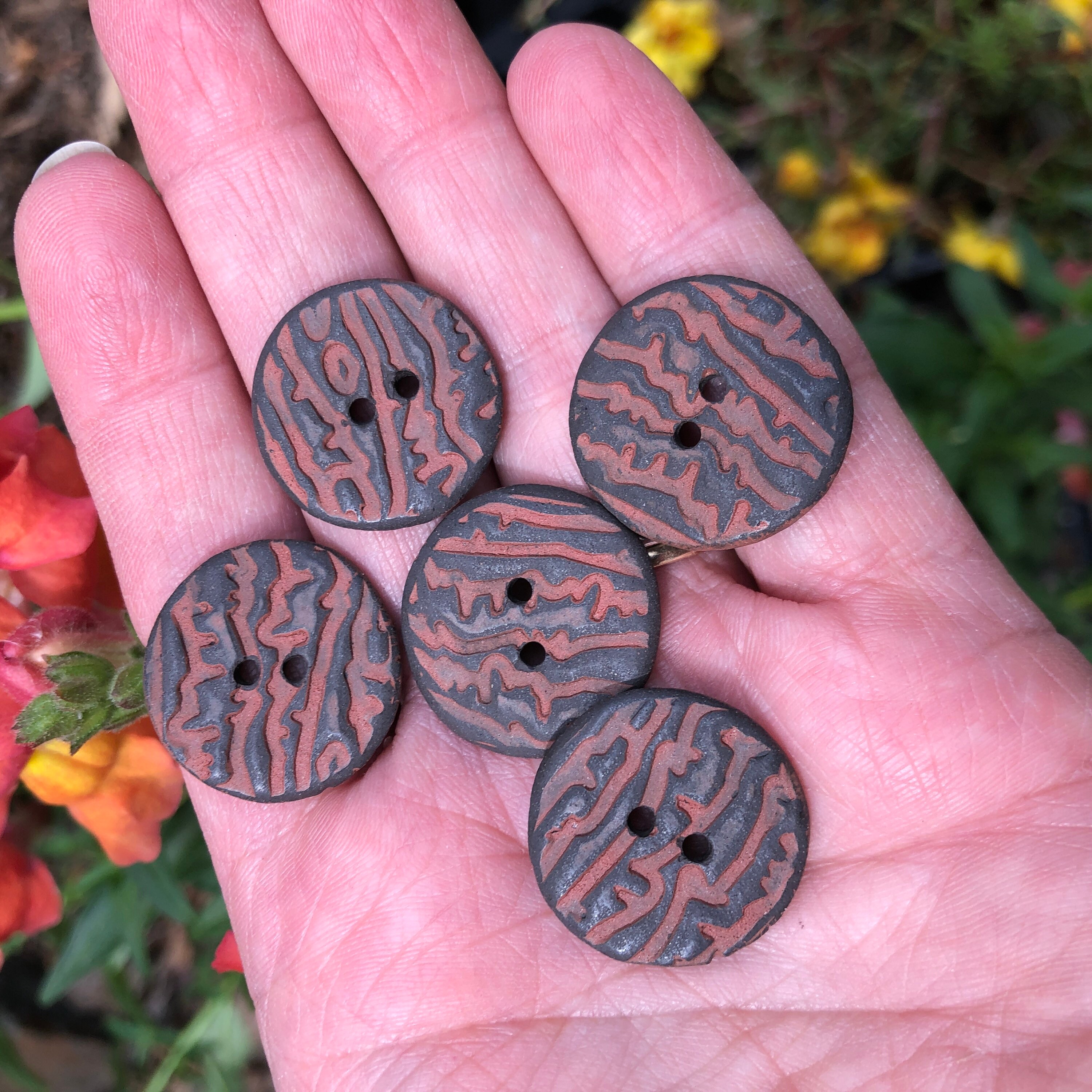 5 Twig Rust Artisan Buttons-handmade buttons-pottery buttons-knitting ...