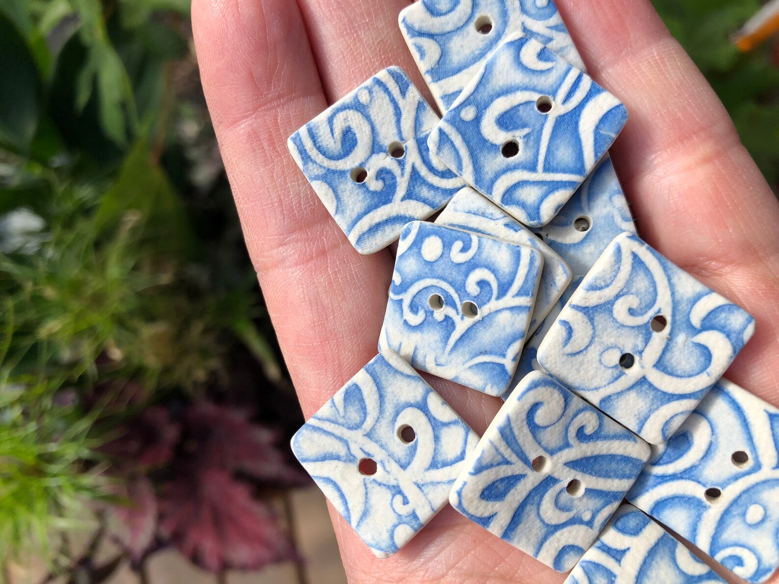 Wedge Square Artisan Porcelain Buttons-handmade Buttons-delft Buttons ...