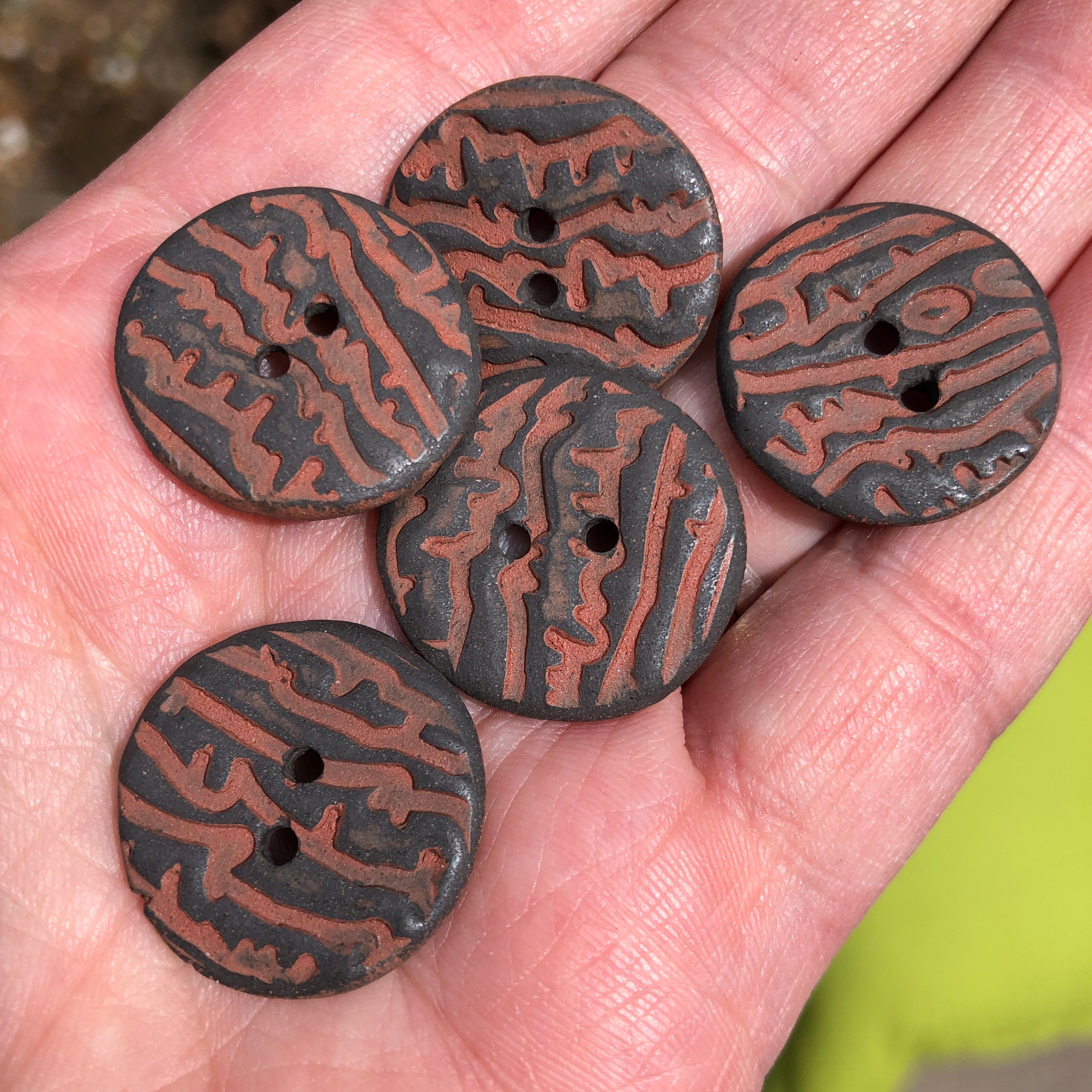 5 Twig Rust Artisan Buttons-handmade buttons-pottery buttons-knitting ...