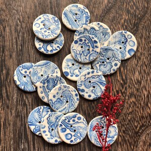 Blue Delft Buttons-medium Artisan Porcelain Button-painted Buttons ...