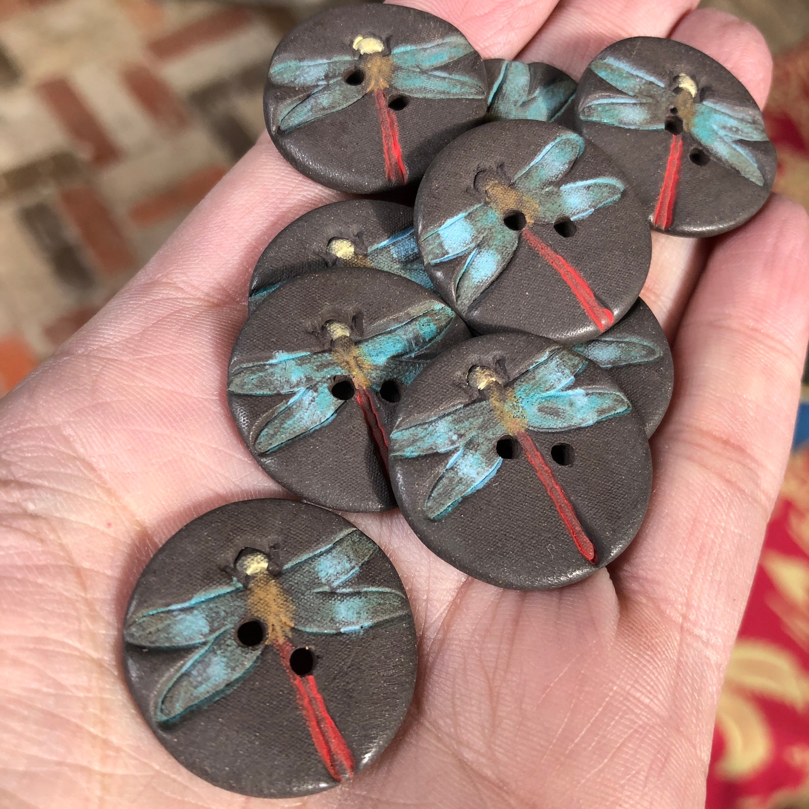 Dragonfly Artisan Buttons-hand-painted Dragonfly | Etsy