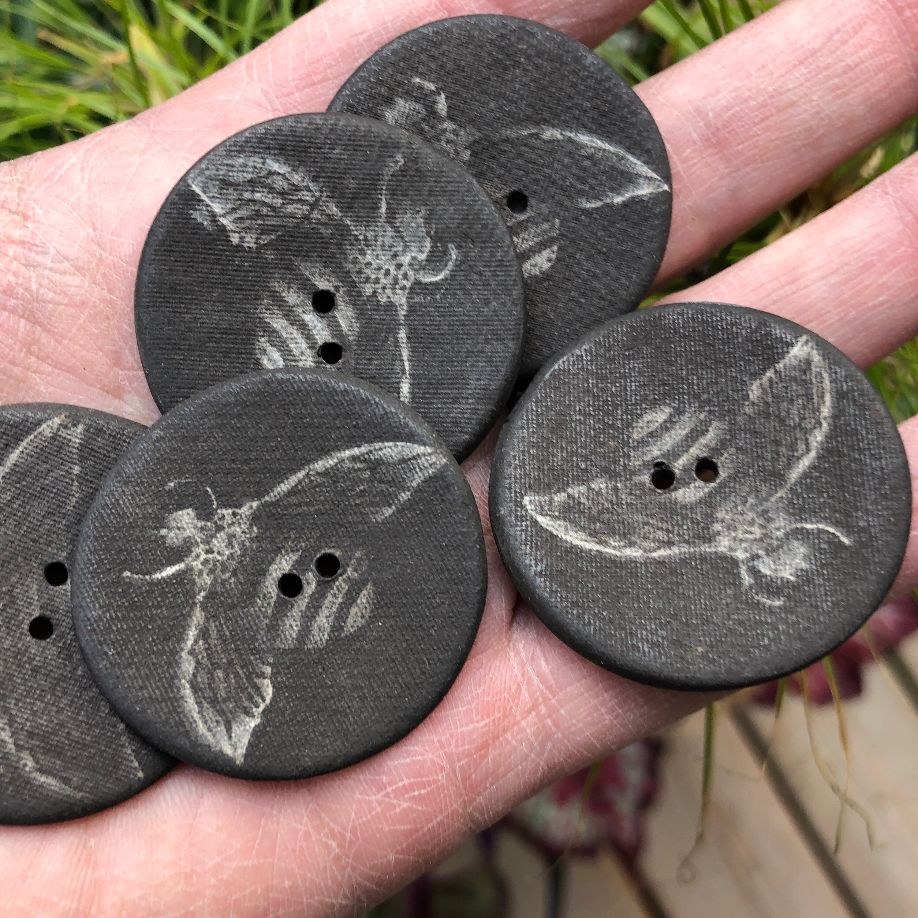 Set of 5 Ghost Bee Buttons-Artisan Buttons-handmade ceramic buttons ...