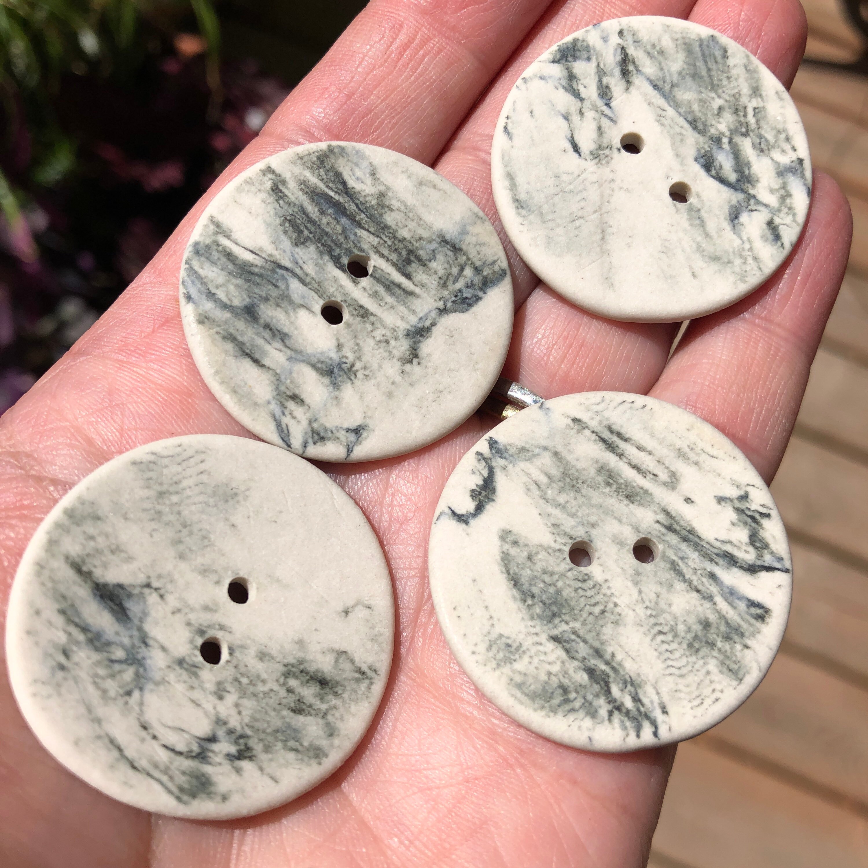 4 Smoke Porcelain Buttons-set of 4-Artisan buttons-handpainted buttons ...