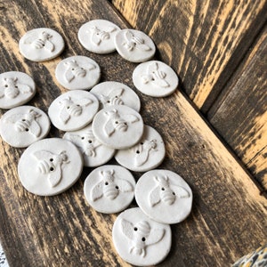 Ivory Bee Porcelain Artisan Buttons-ceramic Buttons-pottery Button-bee ...