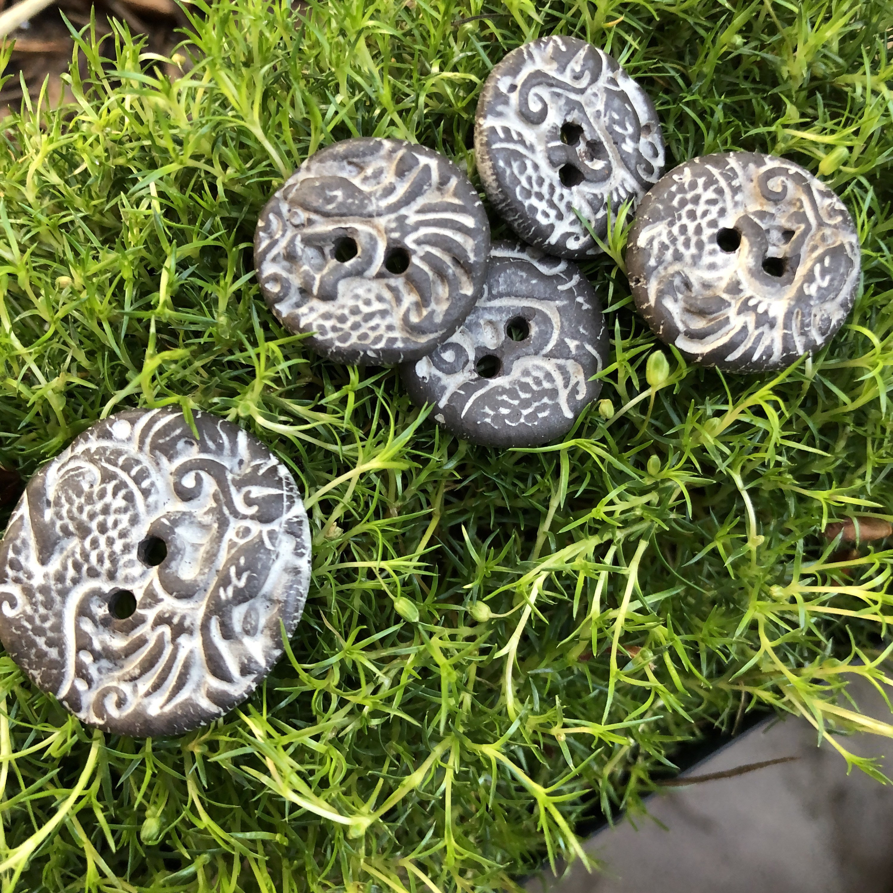 White Dragon Embossed Artisan Buttons-set of 5-Statement Buttons ...