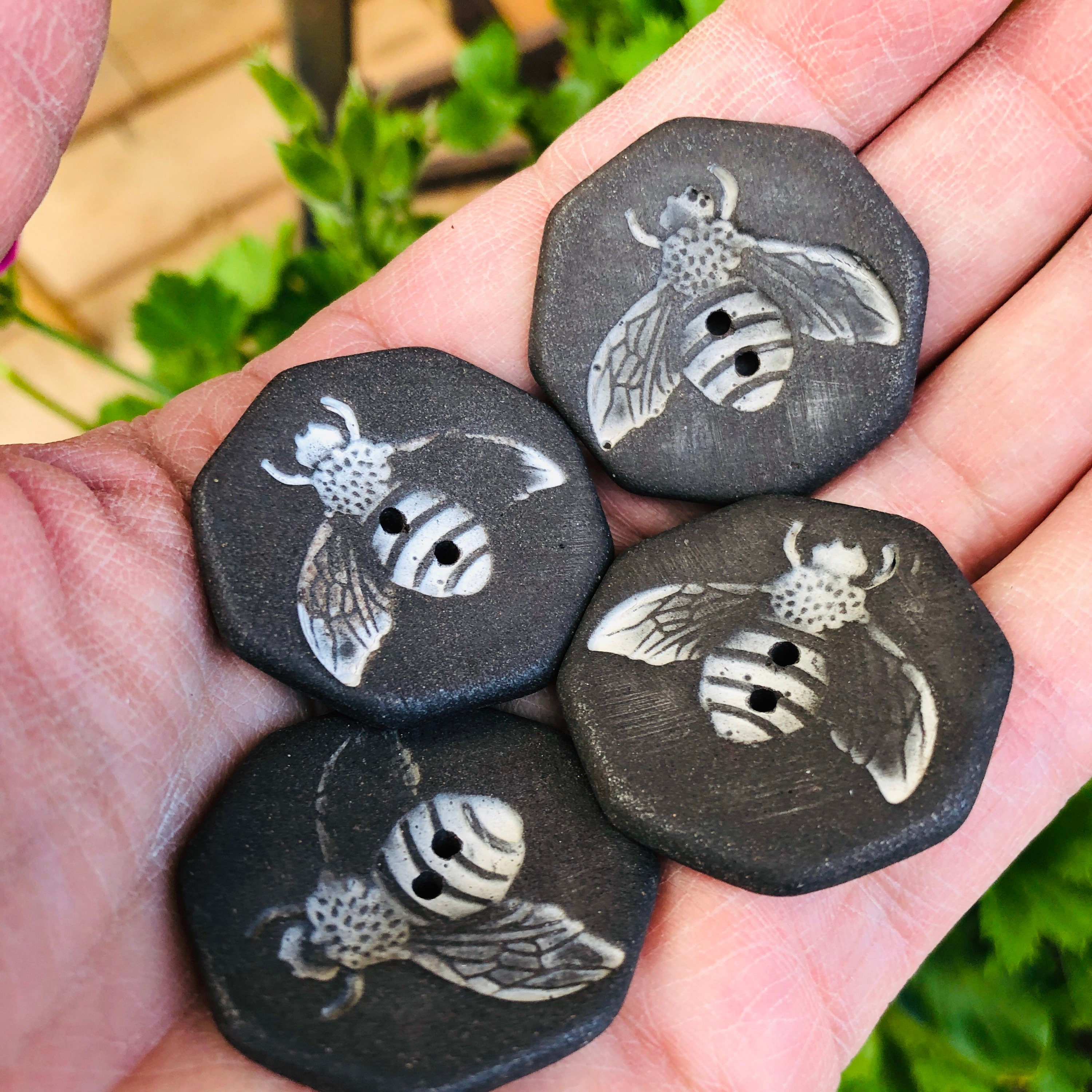 Hexagon Ghost Bee Buttons-Artisan Buttons-Handmade Buttons-unique ...