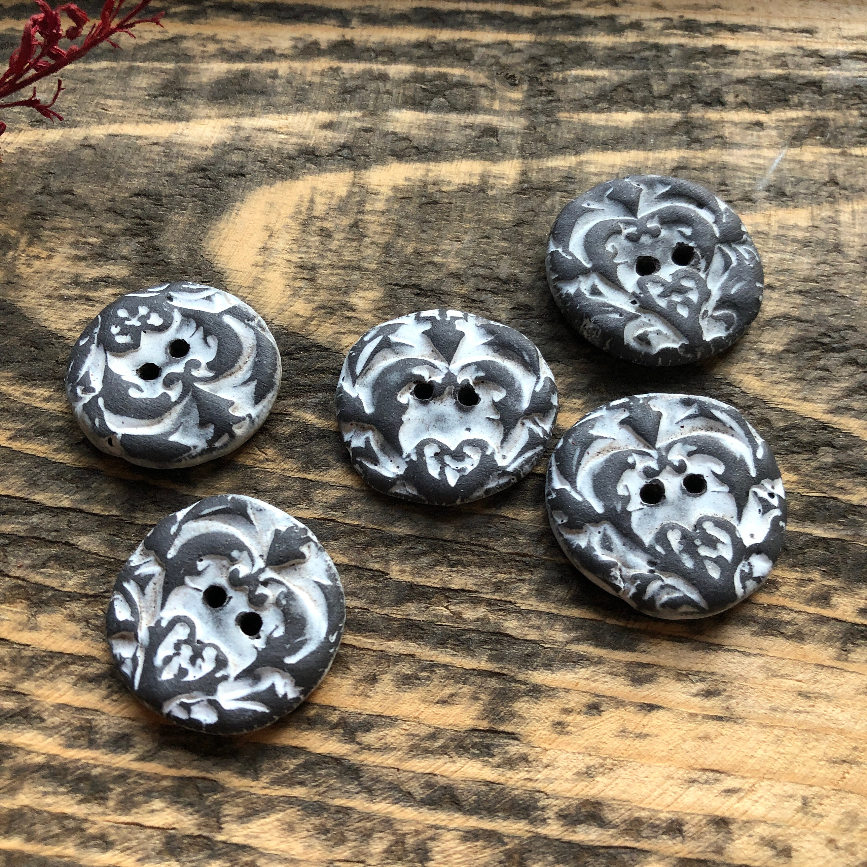 Rustic White Artisan Buttons-set of 5-unique buttons-Handmade button ...