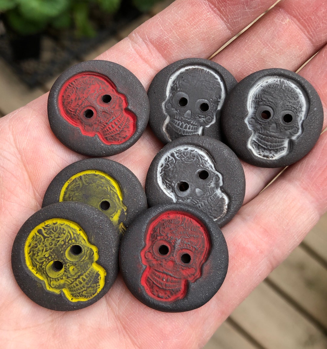 Skull Buttons-yellow Skull Three Colours -handmade Artisan Buttons ...