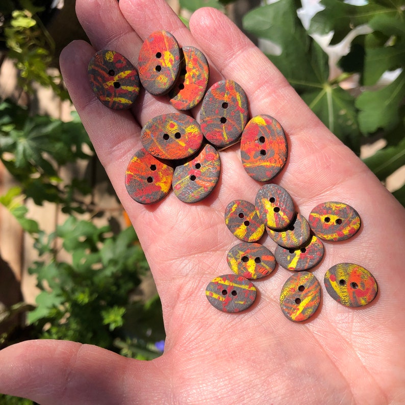 Blaze Handpainted Artisan Buttons-set Hand Made Ceramic - Etsy