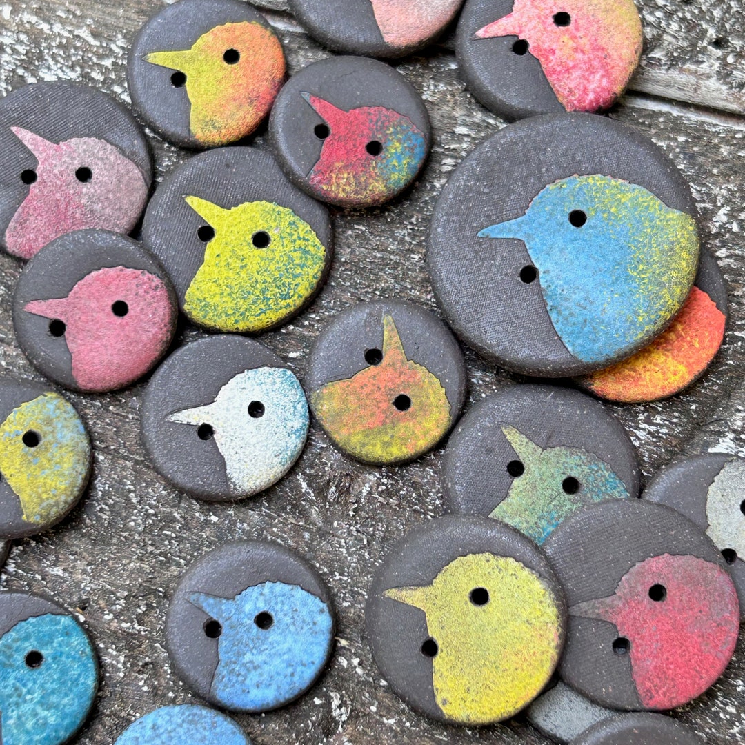Birdie Custom Colour Pottery Buttons Artisan Button-unique Button-clay ...