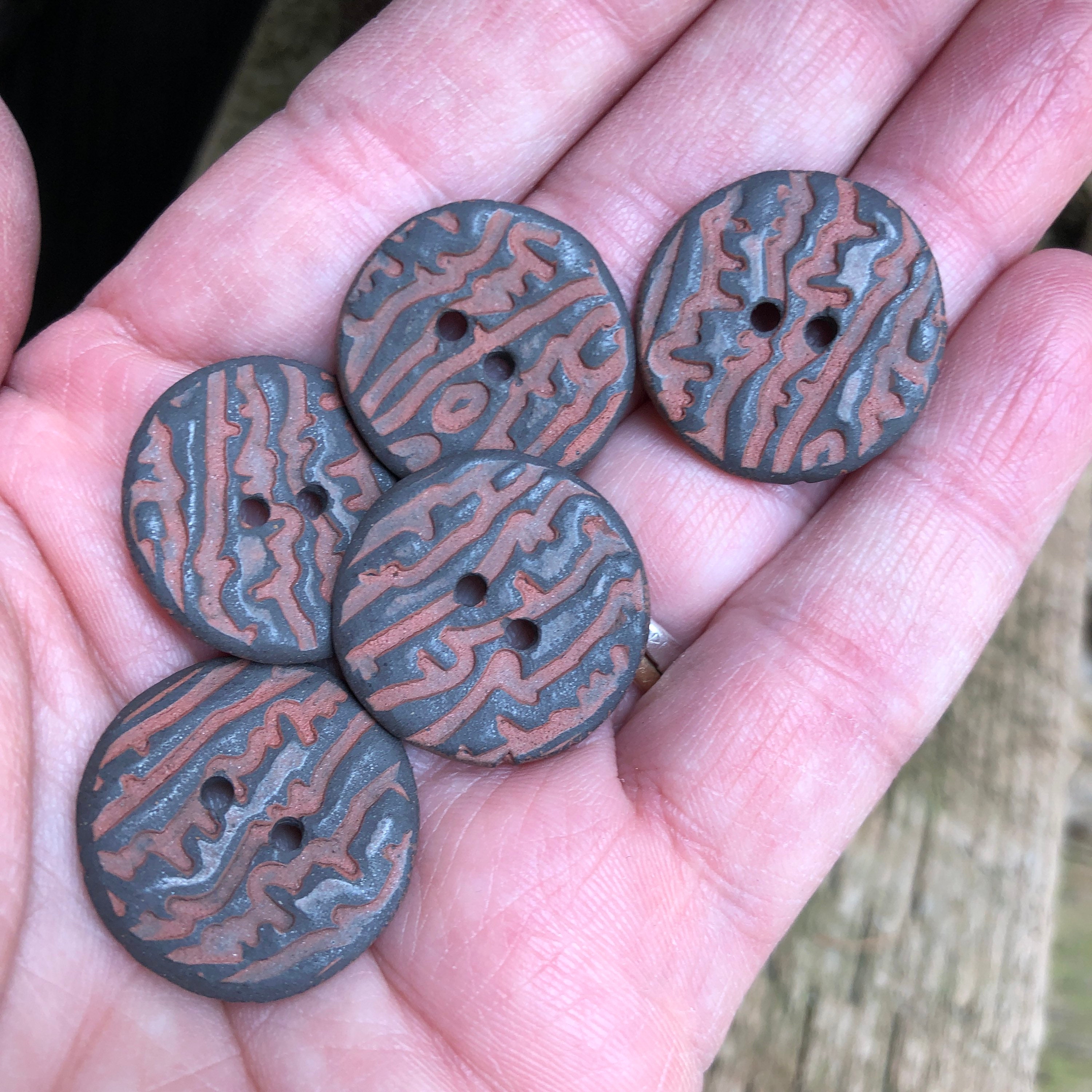 5 Twig Rust Artisan Buttons-handmade buttons-pottery buttons-knitting ...
